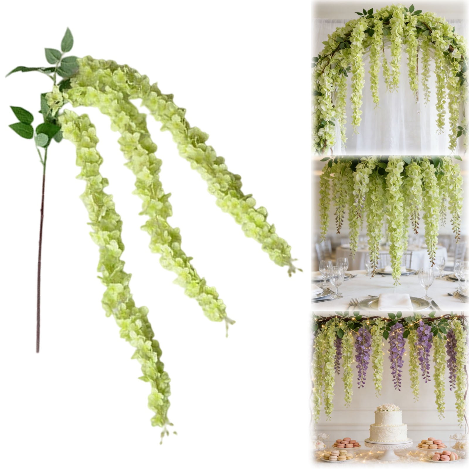Vine Wisteria Flower String - Artificial Green Wisteria Garland with ...