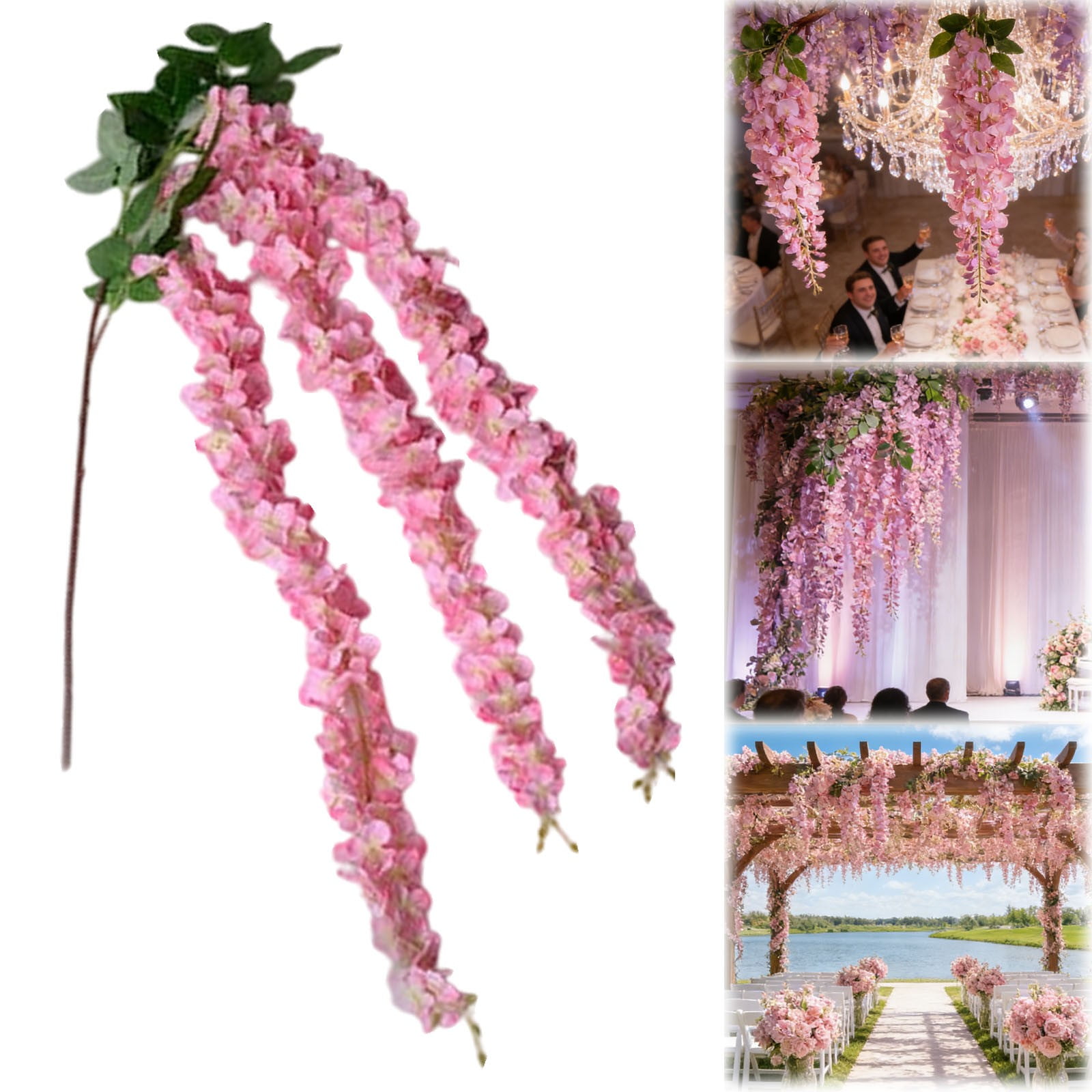 Vine Wisteria Flower String - Artificial Pink Wisteria Garland with ...
