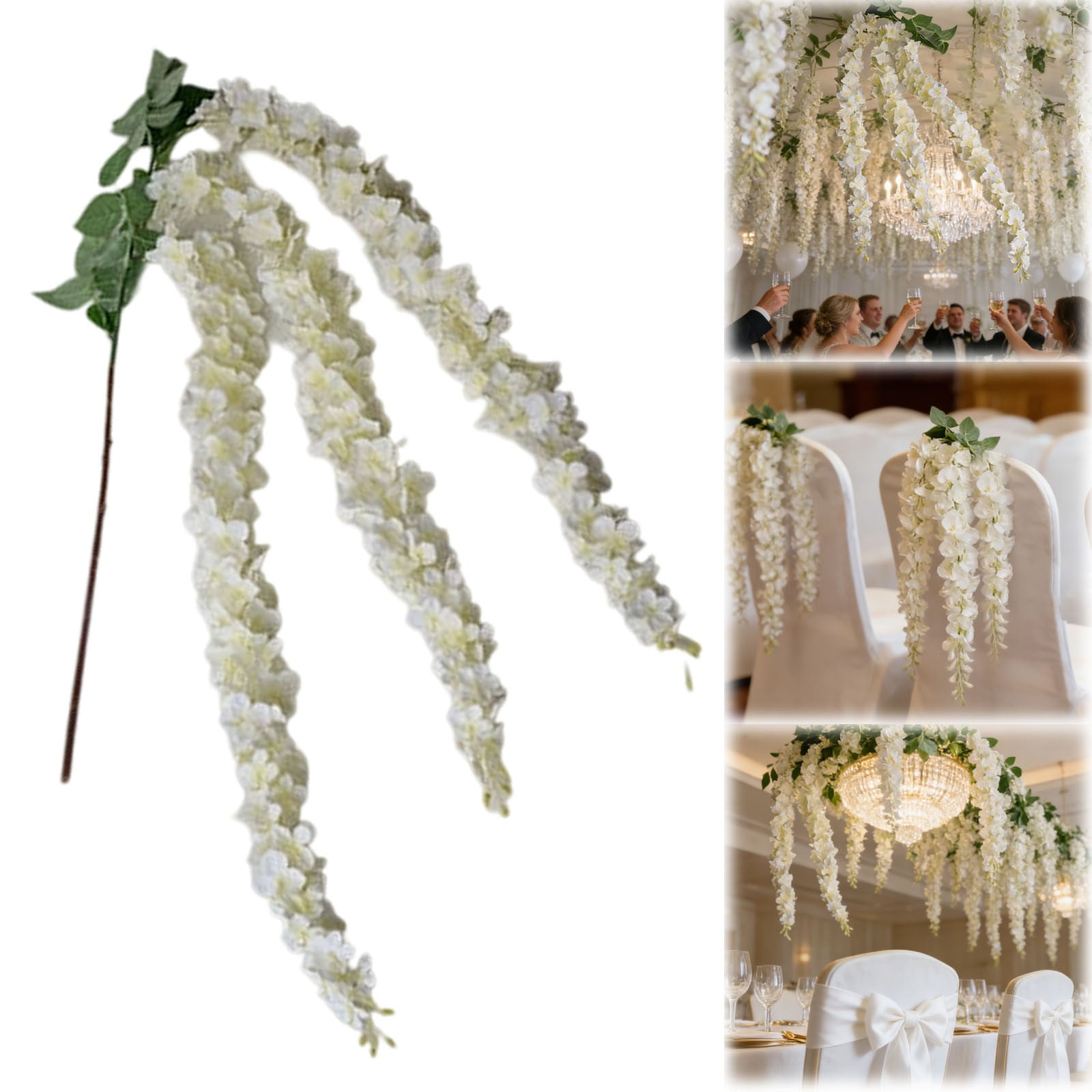 Vine Wisteria Flower String - Artificial White Wisteria Garland with ...