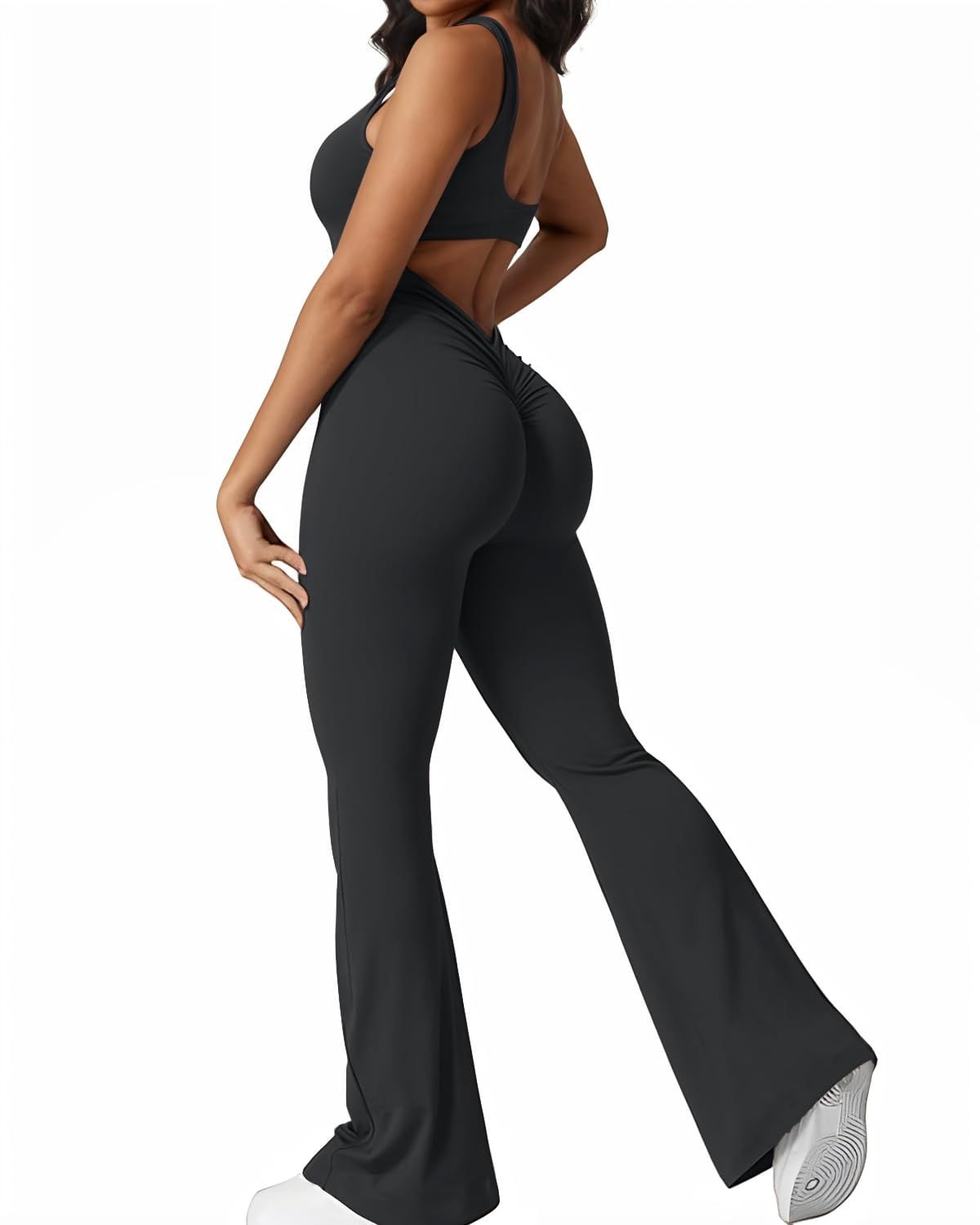 Vine Women Jumpsuits Sleeveless One Piece Sexy Flare Yoga Workout V