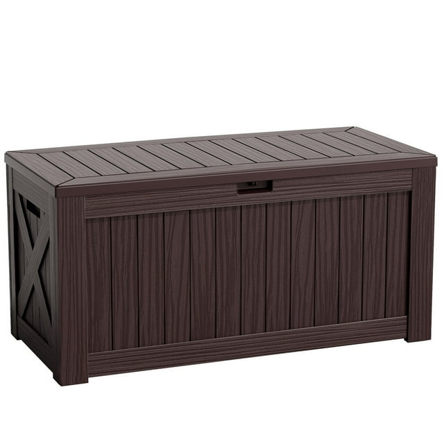 Vineego 120 Gallon Outdoor Indoor Storage Box, Large Lockable Resin ...
