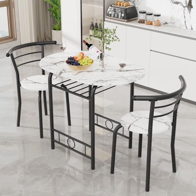 Vineego 3 Pieces Dining Set for 2 Small Kitchen Breakfast Table Set ...