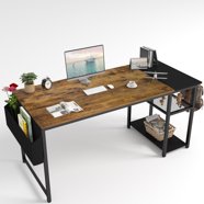 TMS Connection Computer Writing Desk, Natural with Black Metal Legs ...