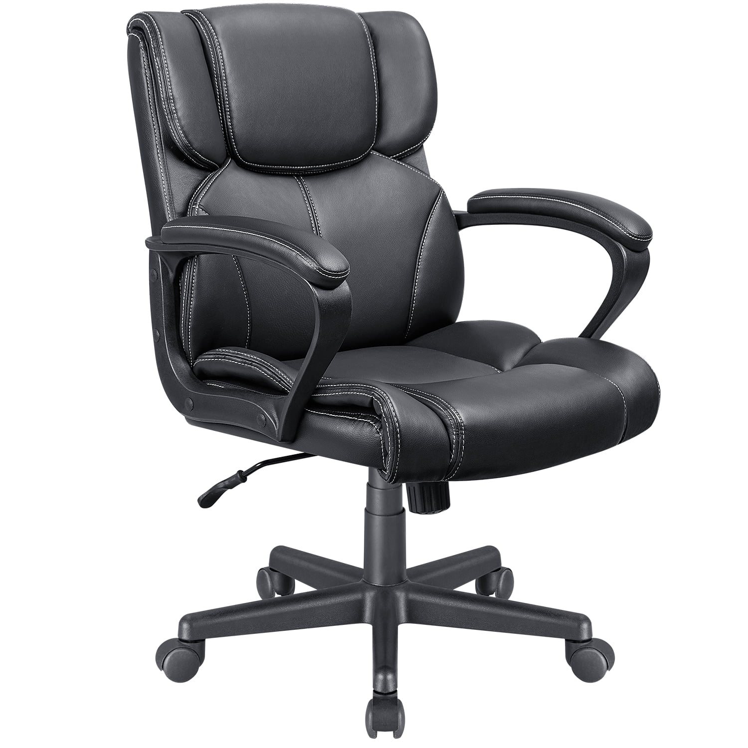 Vineego Mid-Back Desk Chair, PU Leather, Adjustable, Ergonomic, Armrest ...