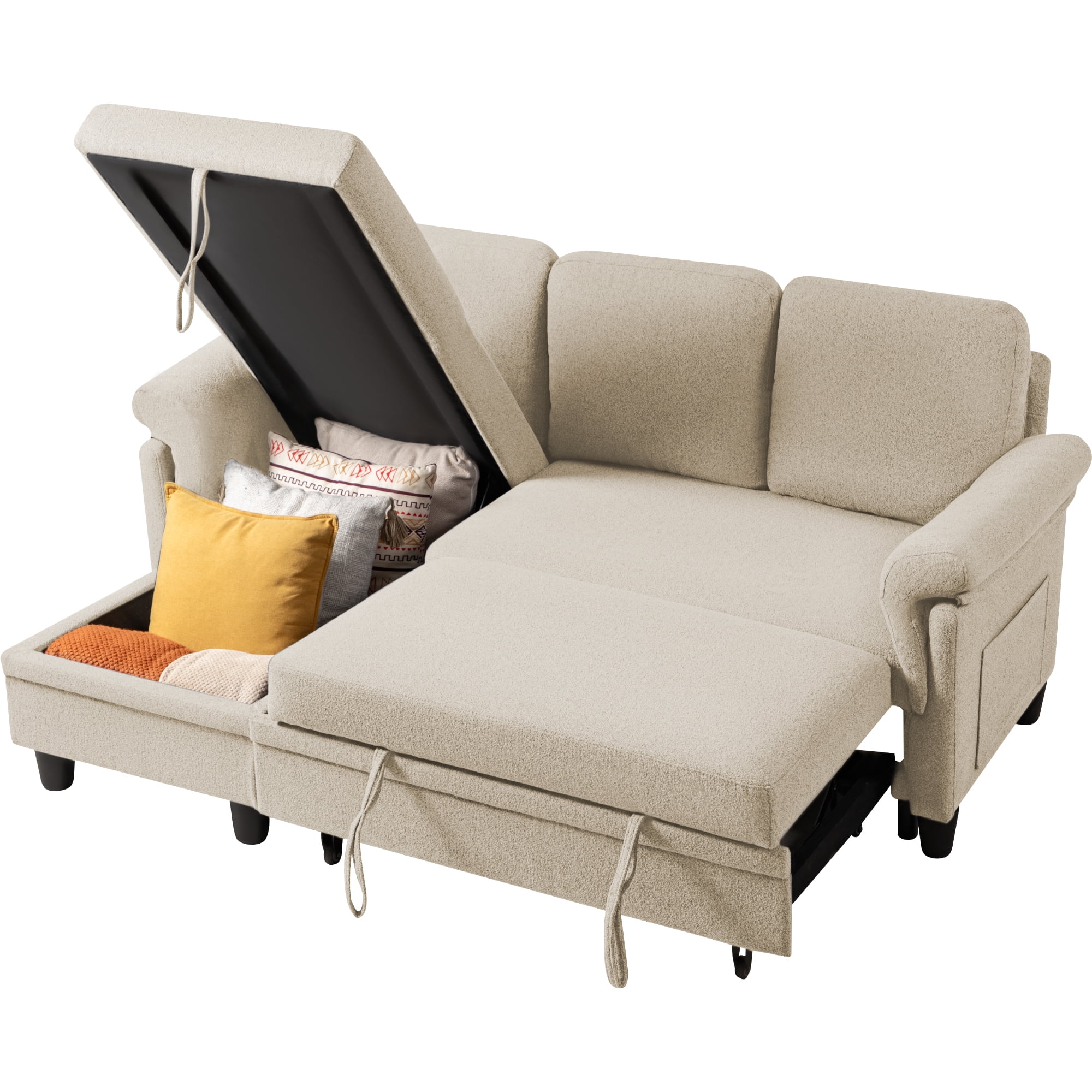 Vineego Sofa Couch - Sleeper with Storage & Pull-Out Bed - Walmart.com