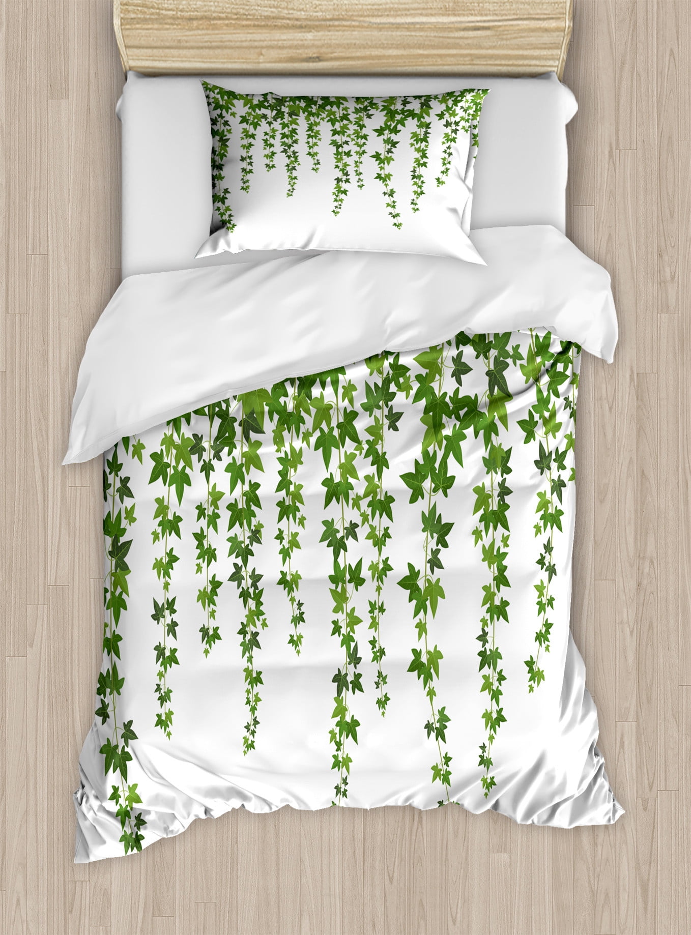 Vines Duvet Cover Set, Garden Theme Plant Grape Leaves Ivy Illustration ...