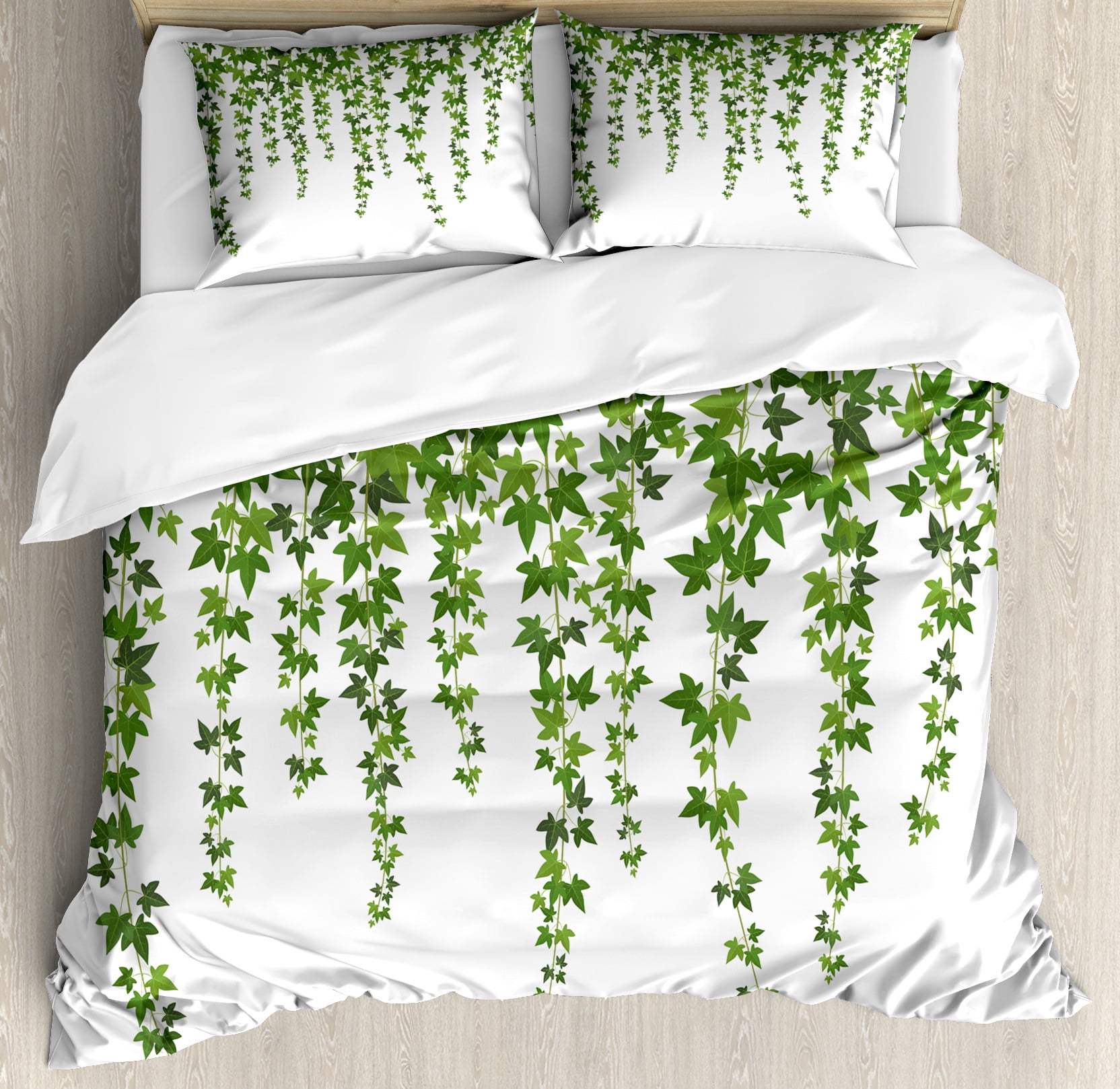 Vines Duvet Cover Set, Garden Theme Plant Grape Leaves Ivy Illustration ...