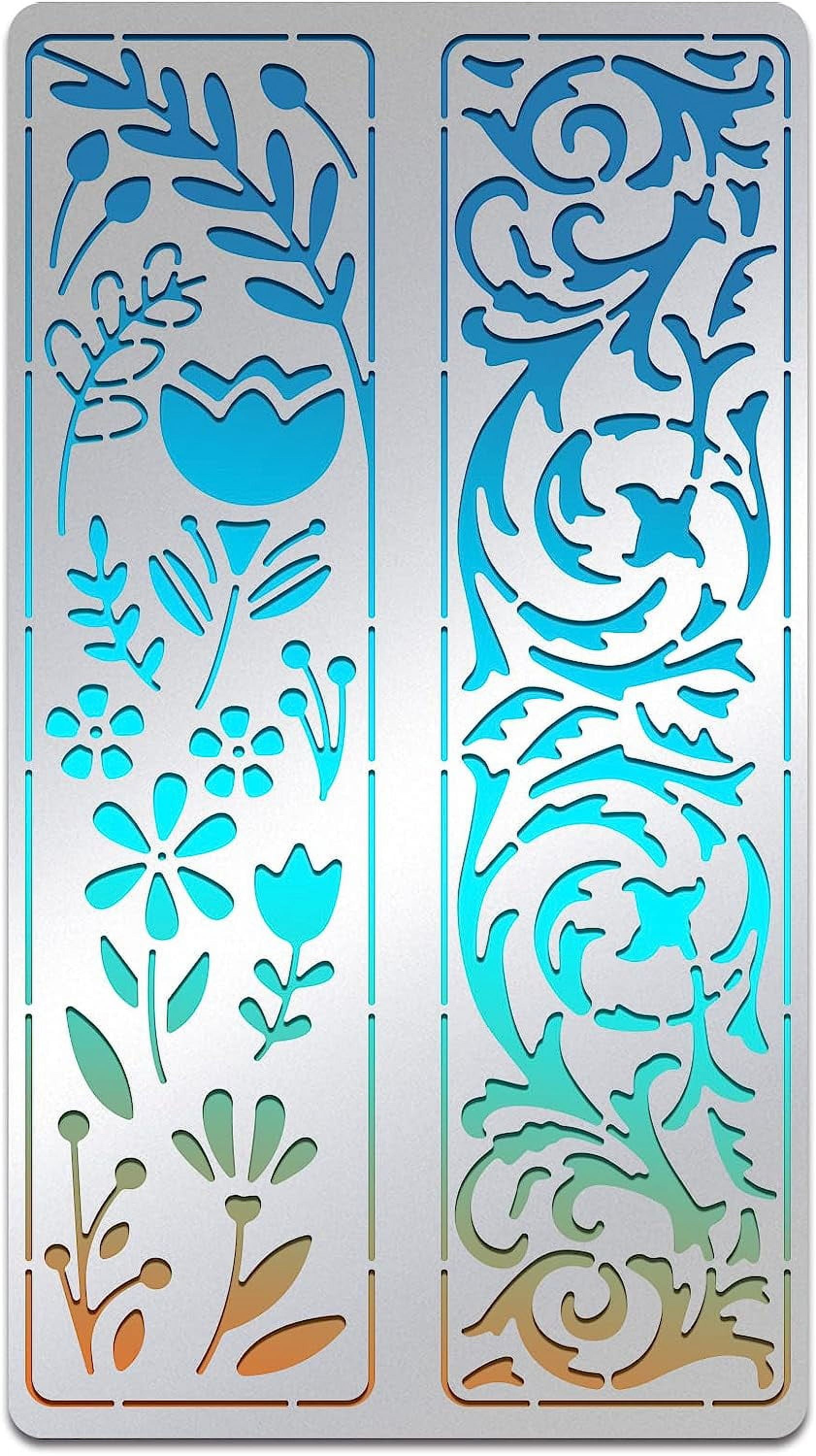 Vines Flowers Bookmark Stainless Steel Stencils 7x4 inch Flowers Leaves ...