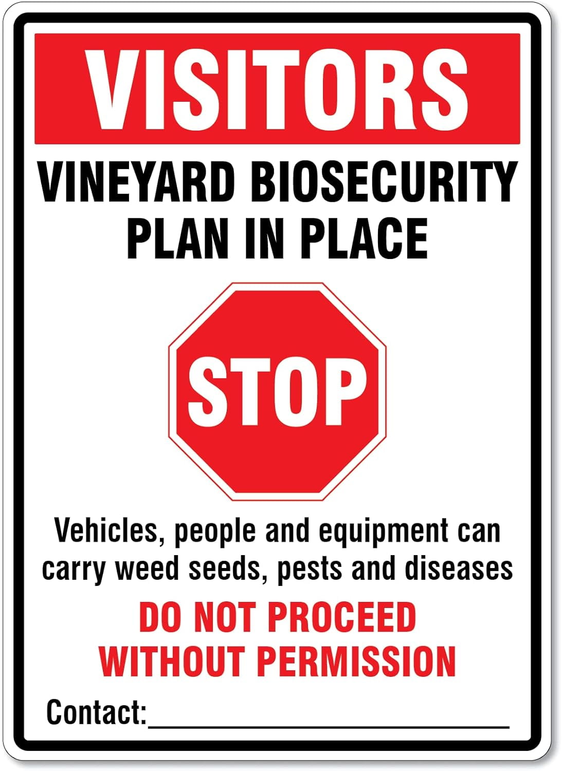 Vineyard Biosecurity Sign – Visitors Stop Farming Signs Biosecurity ...