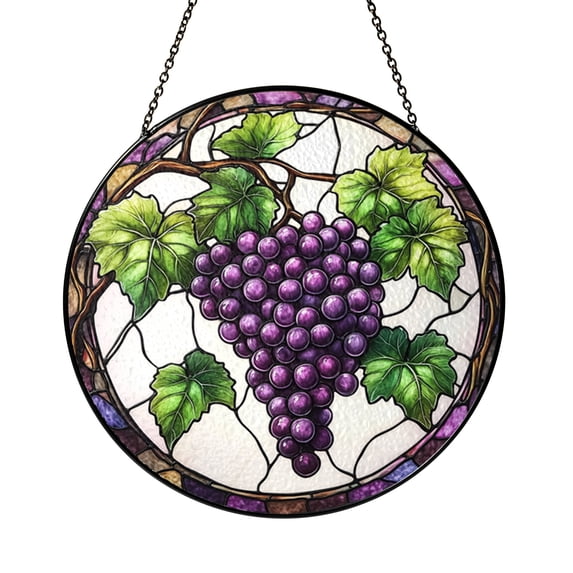 Vineyard Grape Stained Glass Style Window Suncatcher - Walmart.com