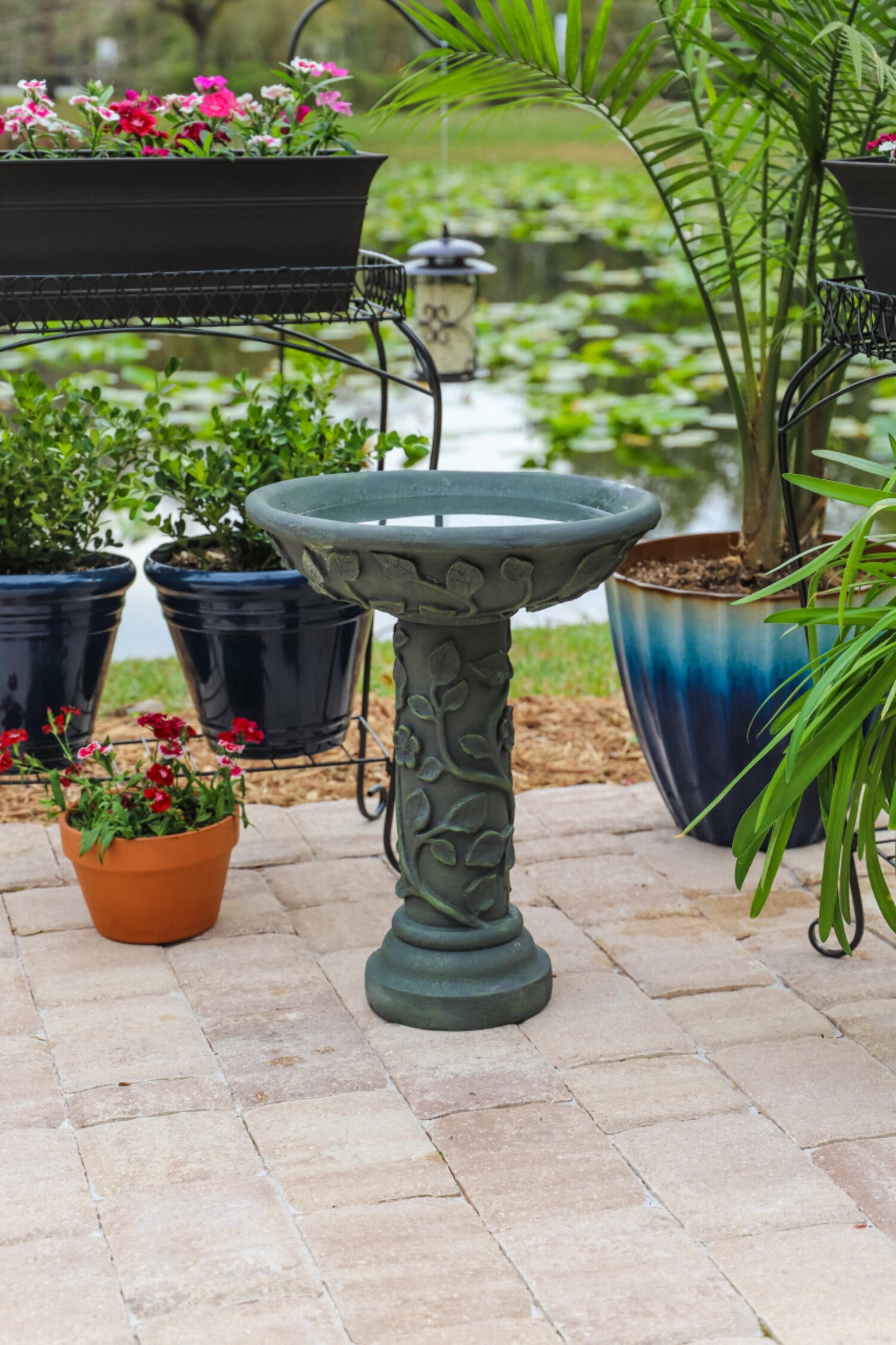 Vineyard Outdoor Bird Bath with Bronze Finish - Walmart.com