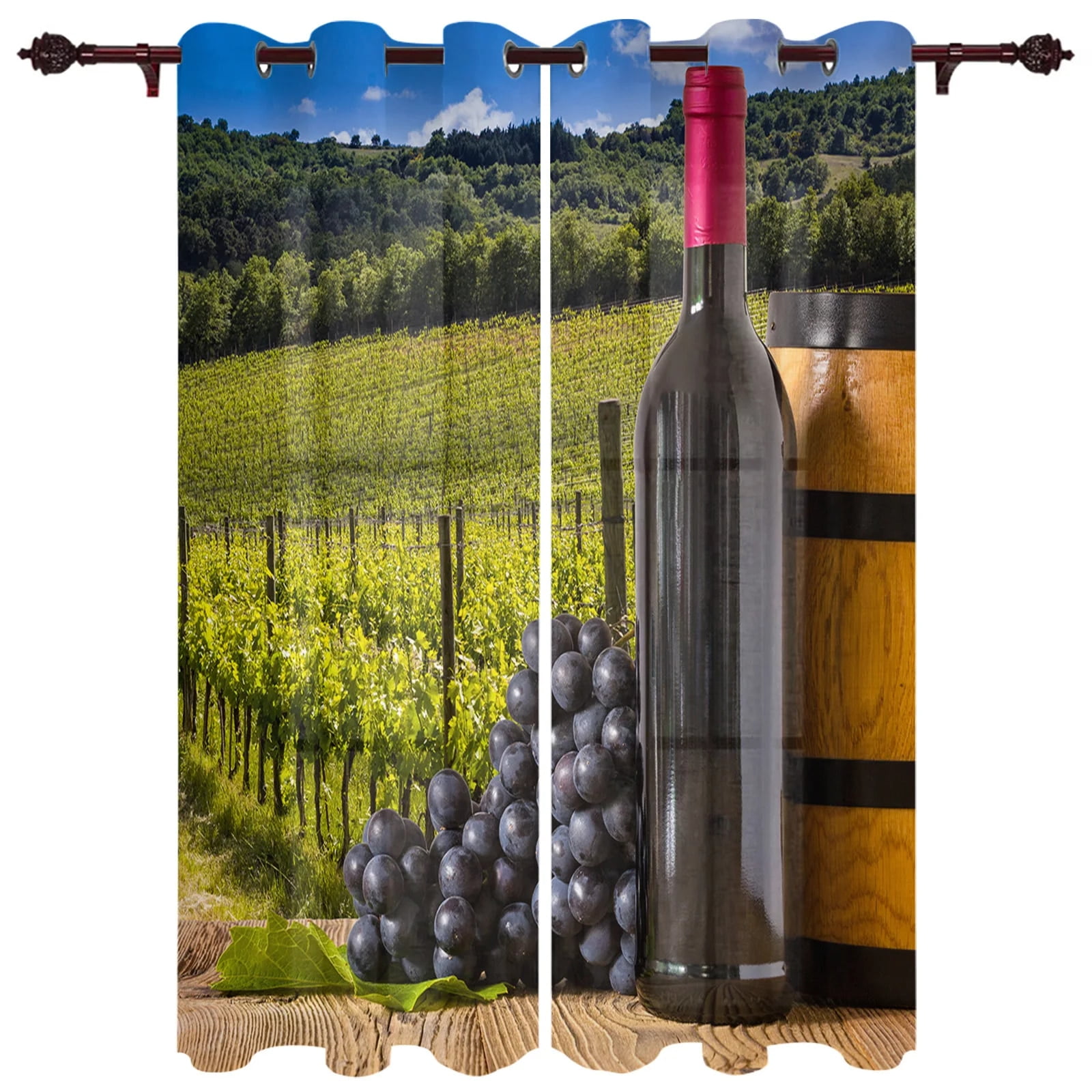 Vineyard Wine Window Curtain Modern European Style Curtains for Bedroom ...