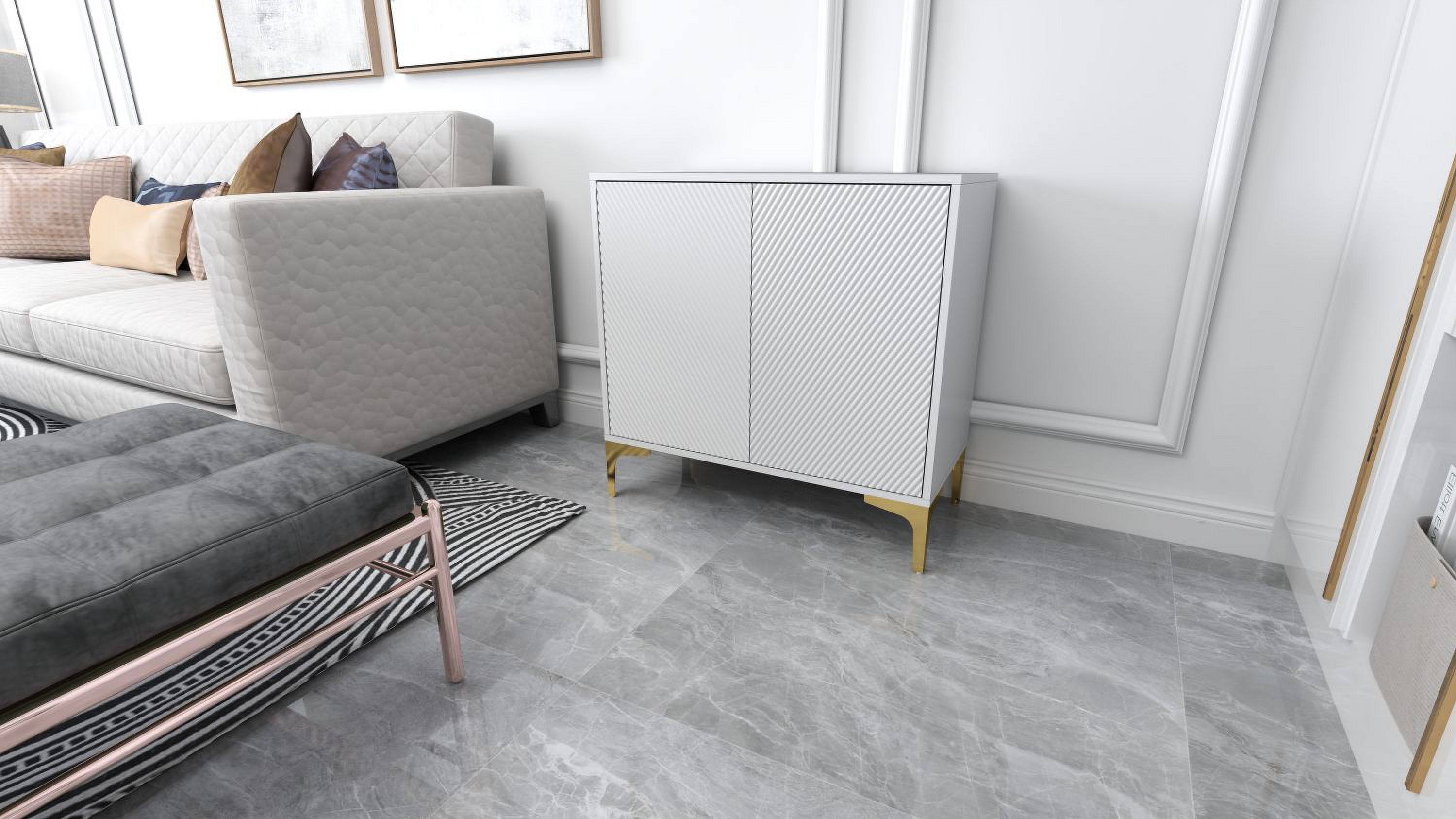 Vinform White Modern Sideboard Cabinet, Sideboard Buffet Cabinet with Storage with 2 Doors ...