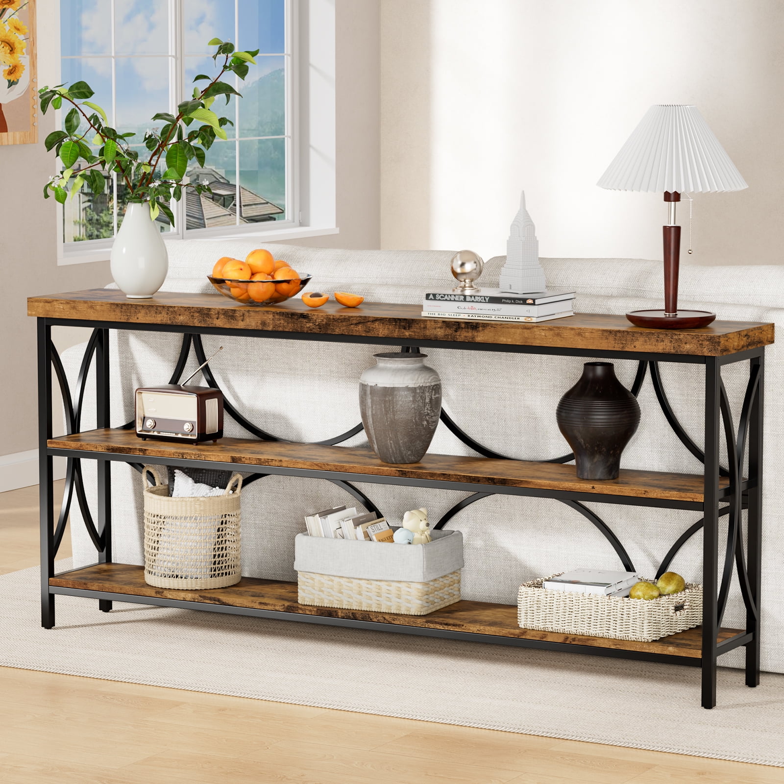 Vingud Console Sofa Table, 70.8 Inch Extra Long Table Behind Couch With ...