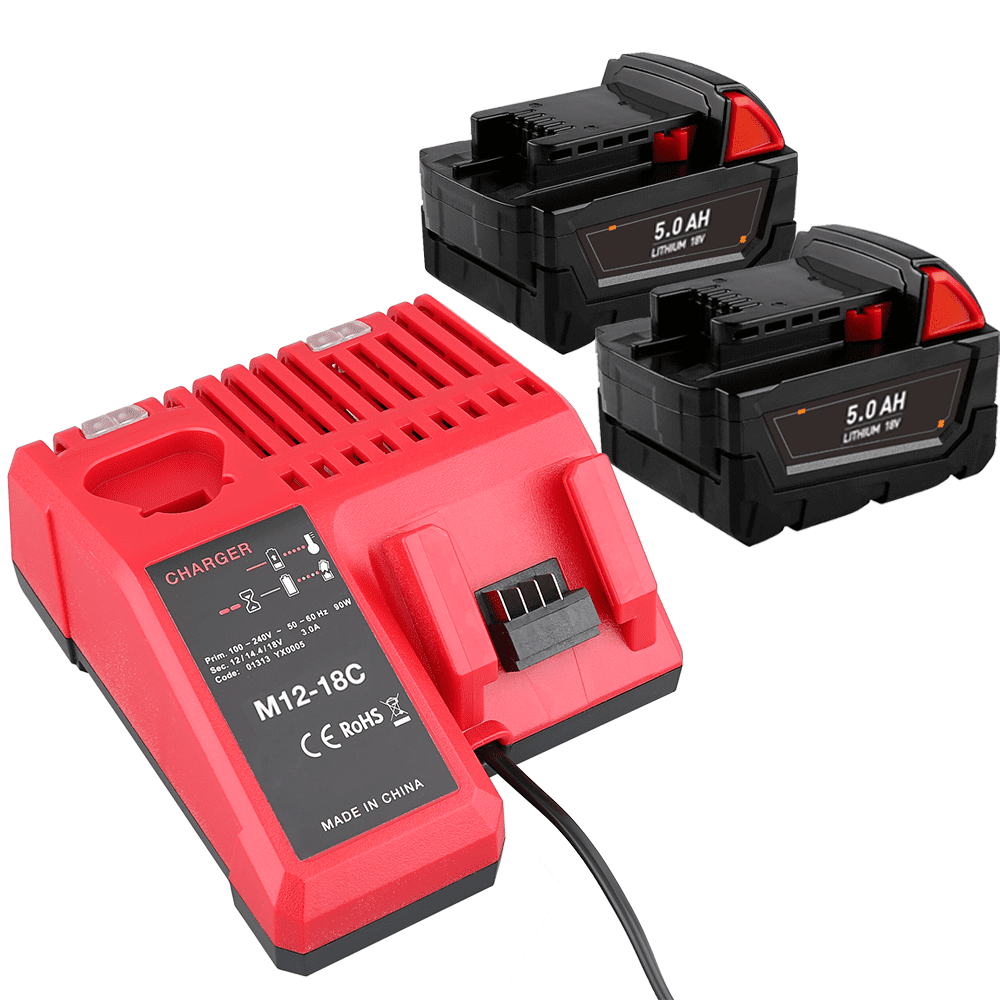 Persever For Milwaukee 12V-18V 3A Li-ion M12-18C Lithium Ion Charger + 2pack MILWAUKEE M18 ...