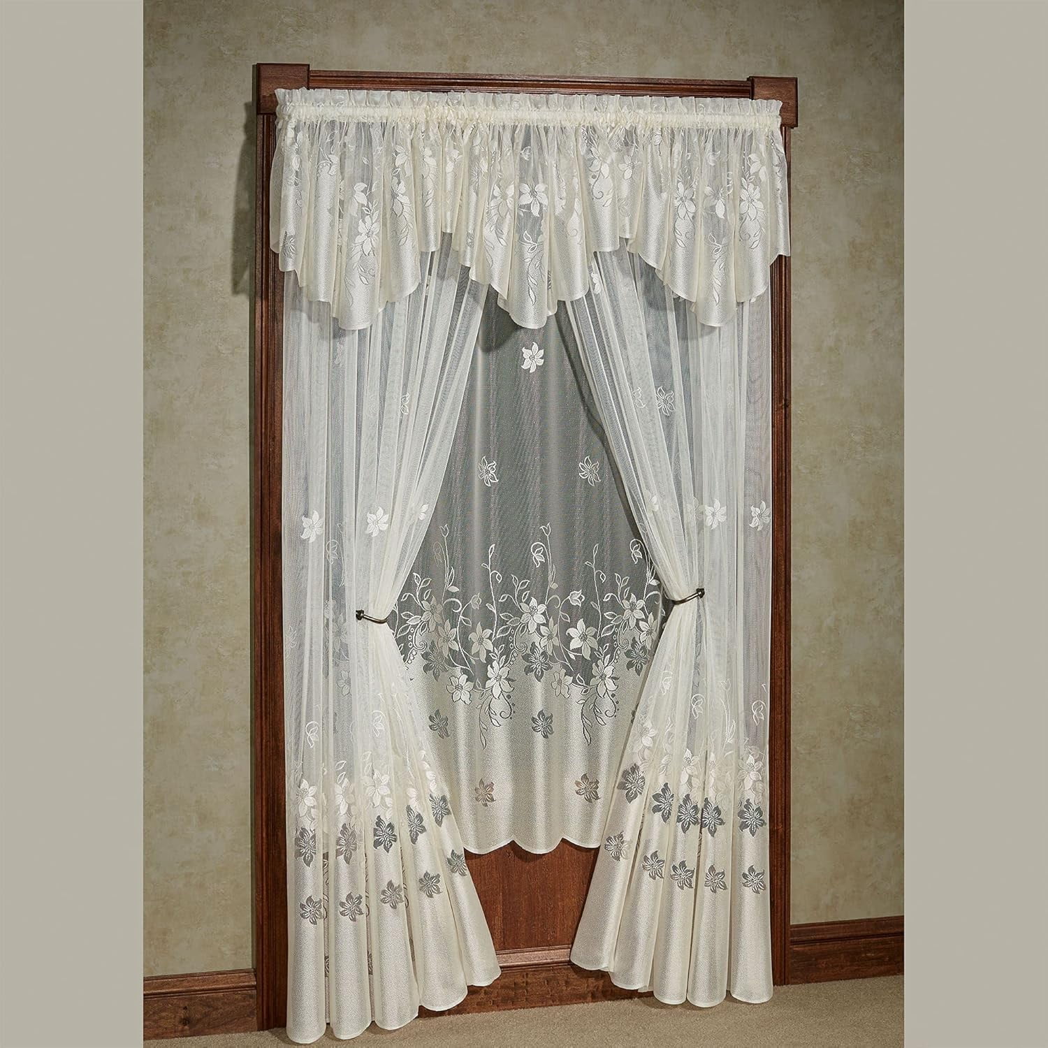 Vining Floral Marisol Semi Sheer Ombre Window Curtain Panel Ivory ...