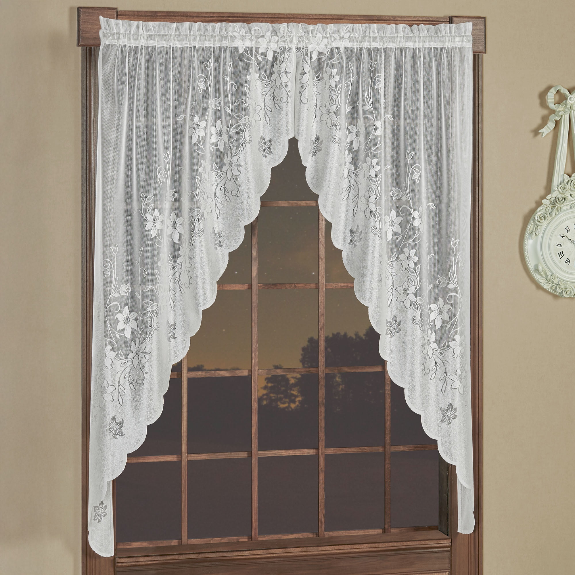 Vining Floral Marisol Semi Sheer Ombre Window Valance Swag 72 x 63 ...