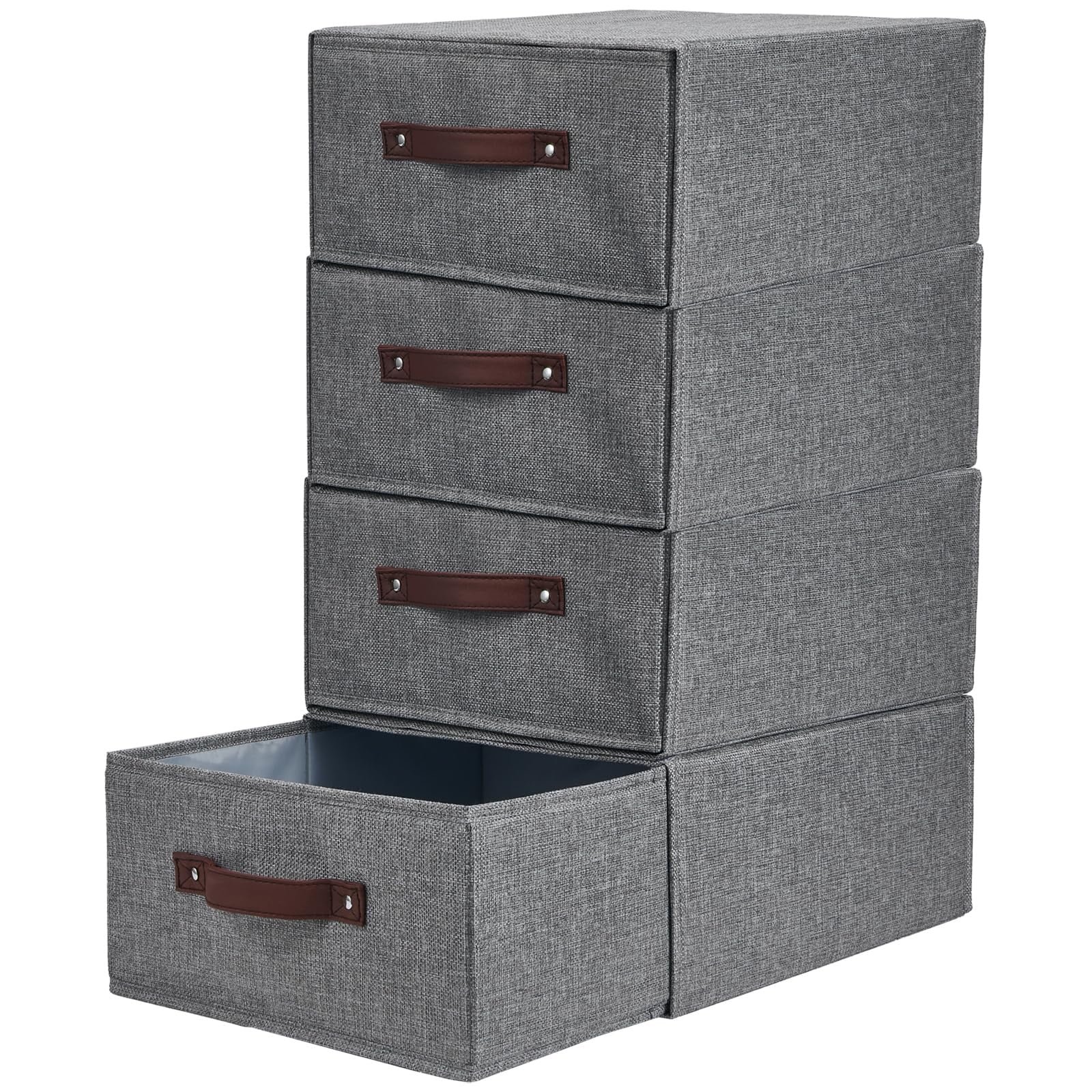VinneGenzz 4PCS Closet Drawer Organizer Stackable Fabric Storage Boxes ...