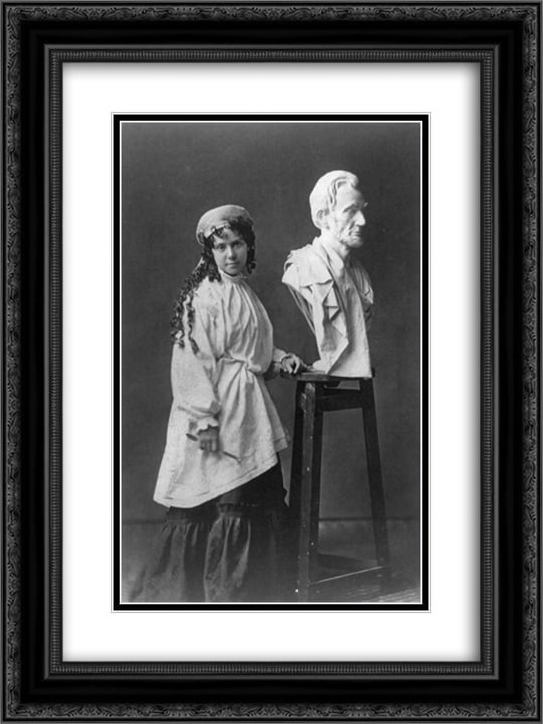 Vinnie Ream at work upon her Lincoln bust which rests upon the stand ...