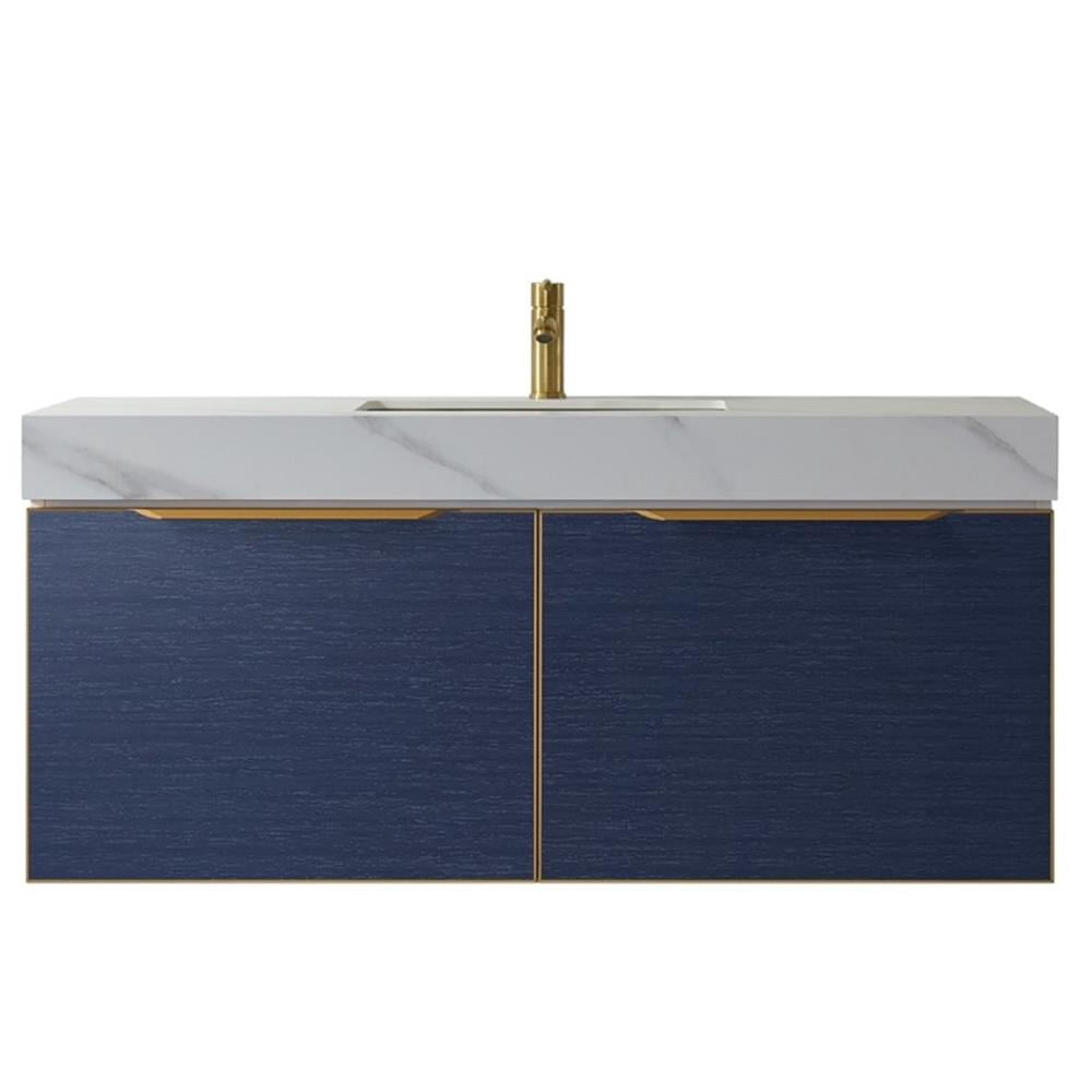 Vinnova Alicante 36" Single Floating Vanity White Top Classic Blue No ...
