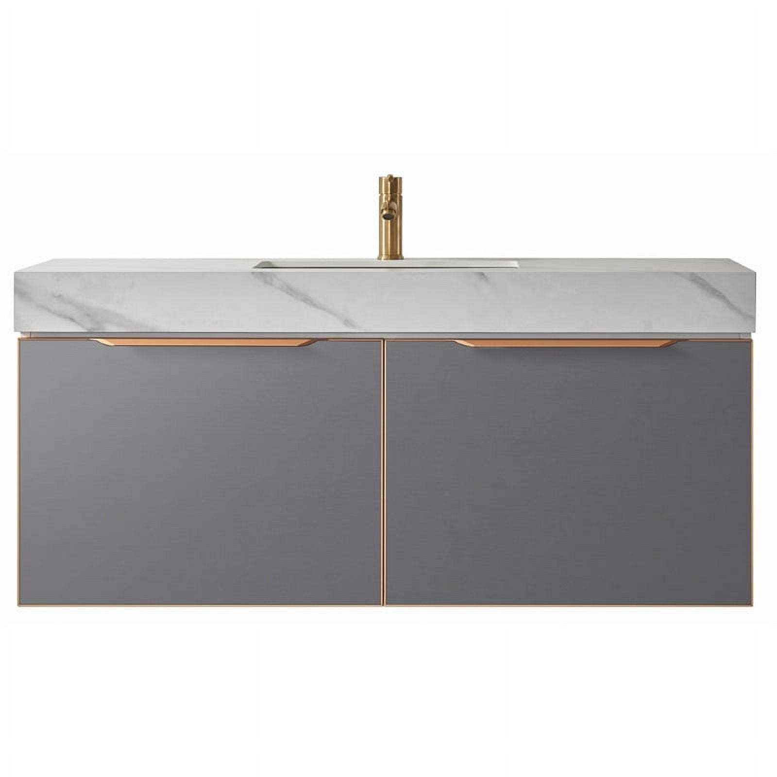Vinnova Alicante 48" Single Floating Vanity White Top Elegant Gray w ...