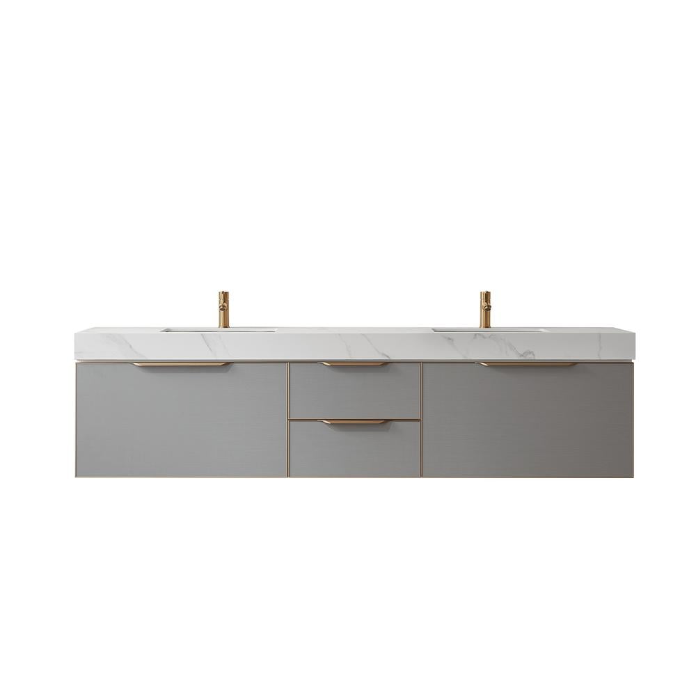 "Vinnova Alicante 84"" Wall Mounted Double Sink Vanity, Elegant Gray ...