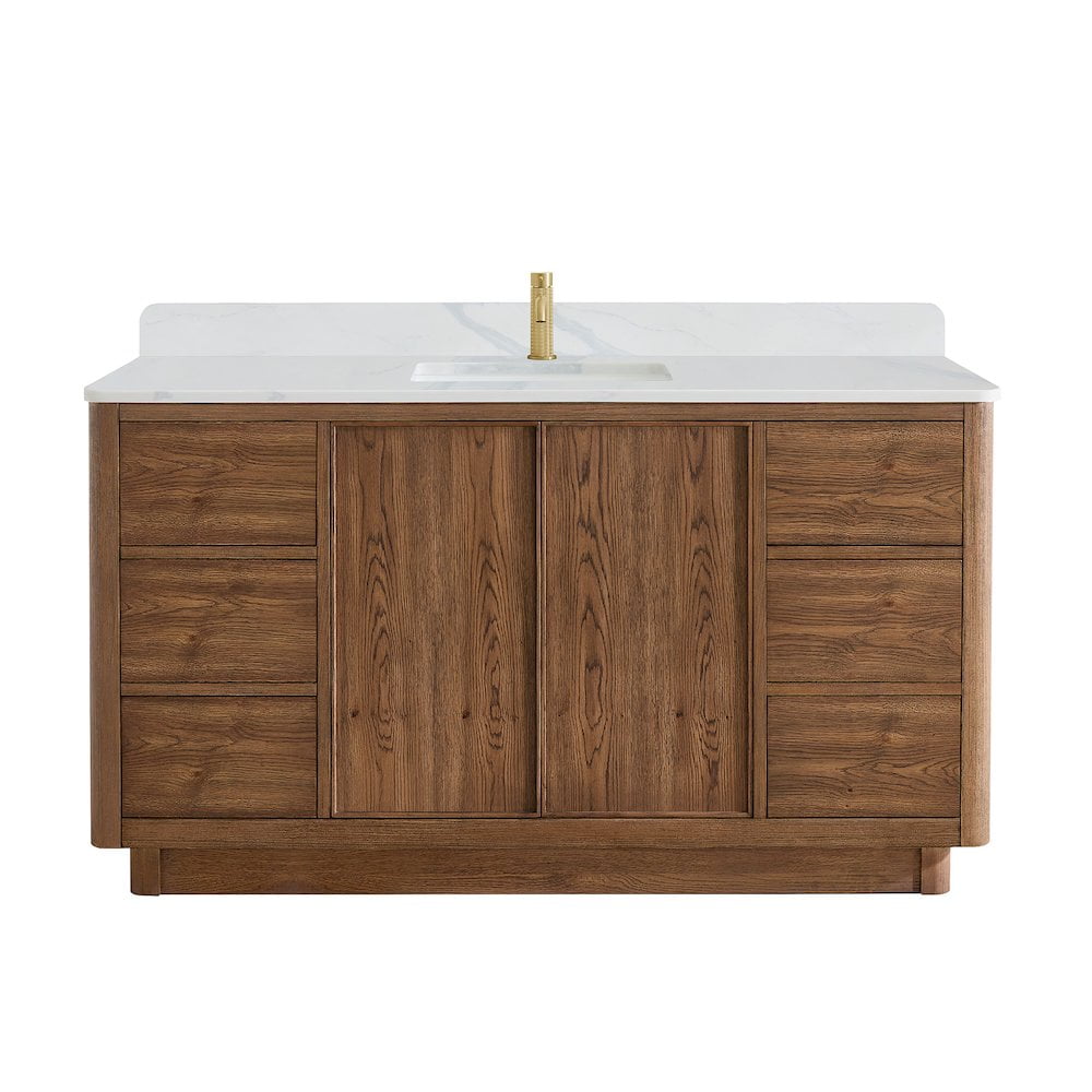 Vinnova Design Cairo 60" Free-standing Single Bath Vanity in Oak Weathered Brown - Walmart.com