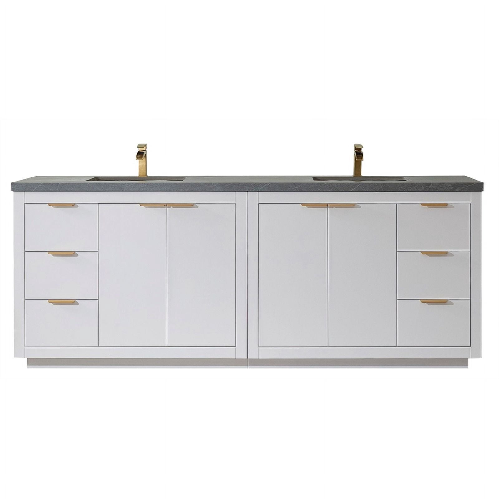 Vinnova Leiza 84" Gray Sintered Stone Top Double Vanity in White ...