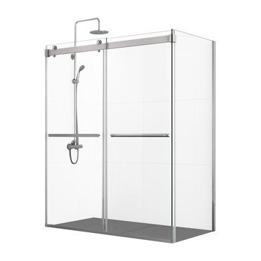 DreamLine Prism 36 1/8 in. x 72 in. Frameless Neo-Angle Pivot Shower ...