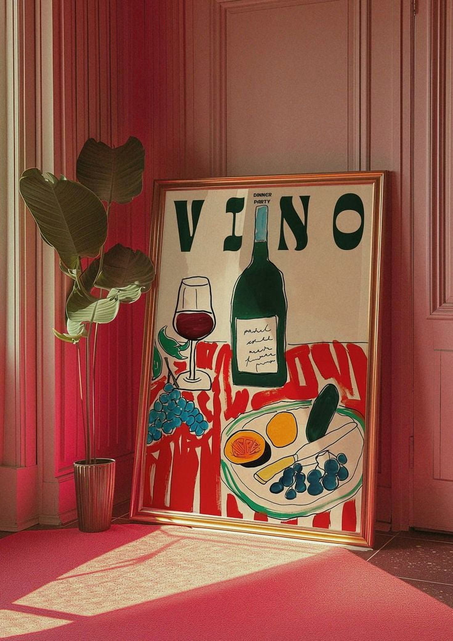 Vino Dinner Party Poster: Retro Kitchen Poster, Size 24''x36''-Gategoo ...