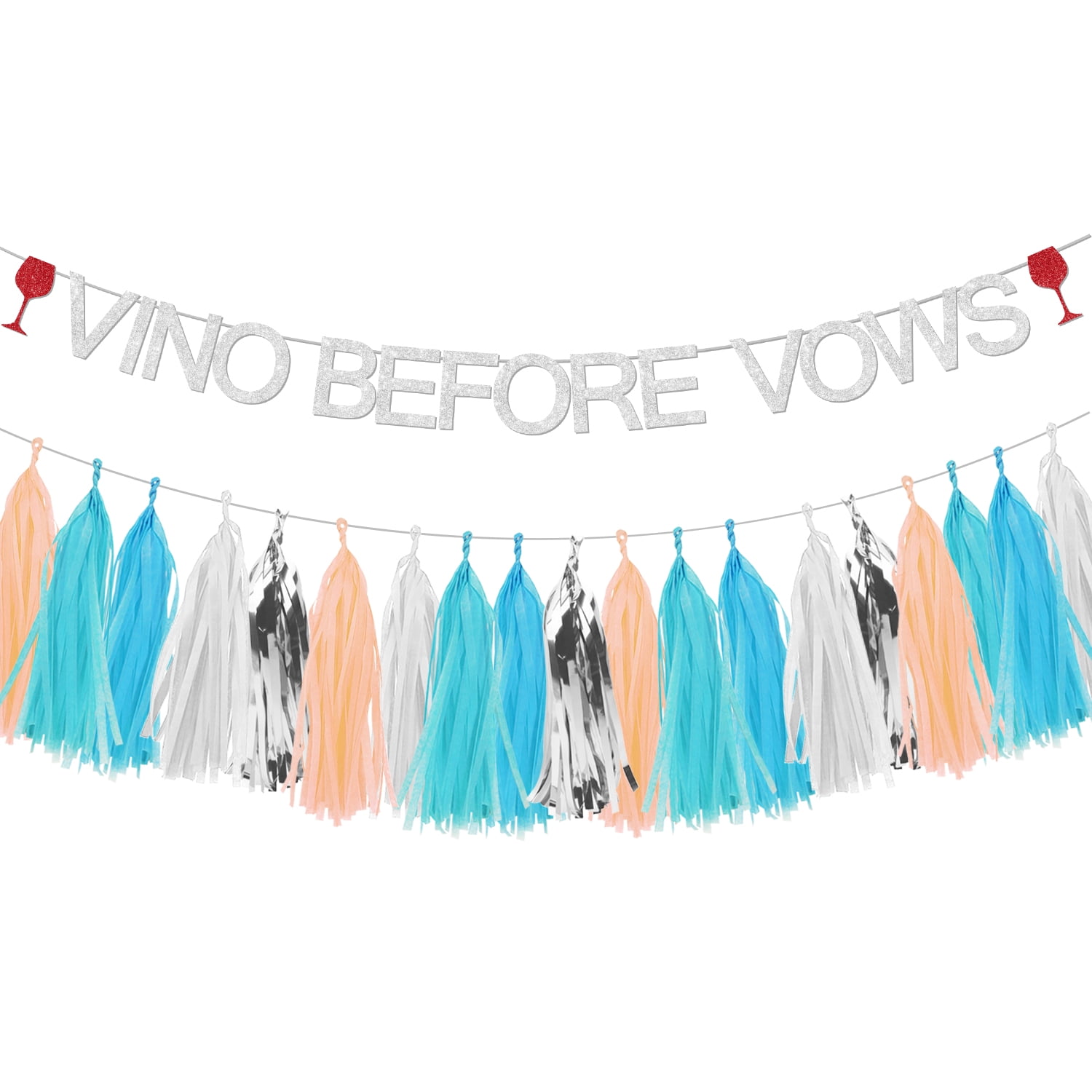 Vino Before Vows Bachelorette Party Decoration,One Silvery Letter ...