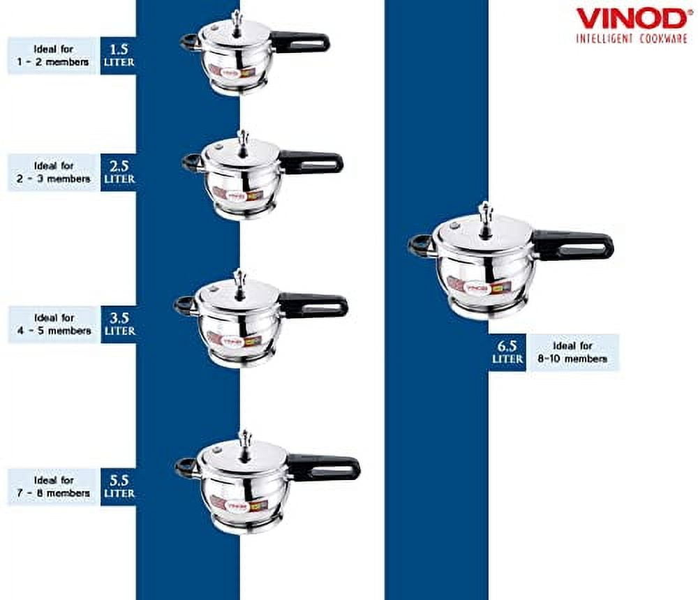 Vinod Pressure Cooker Stainless Steel – Glass Lid Handi Pot - 3.5 Liter ...