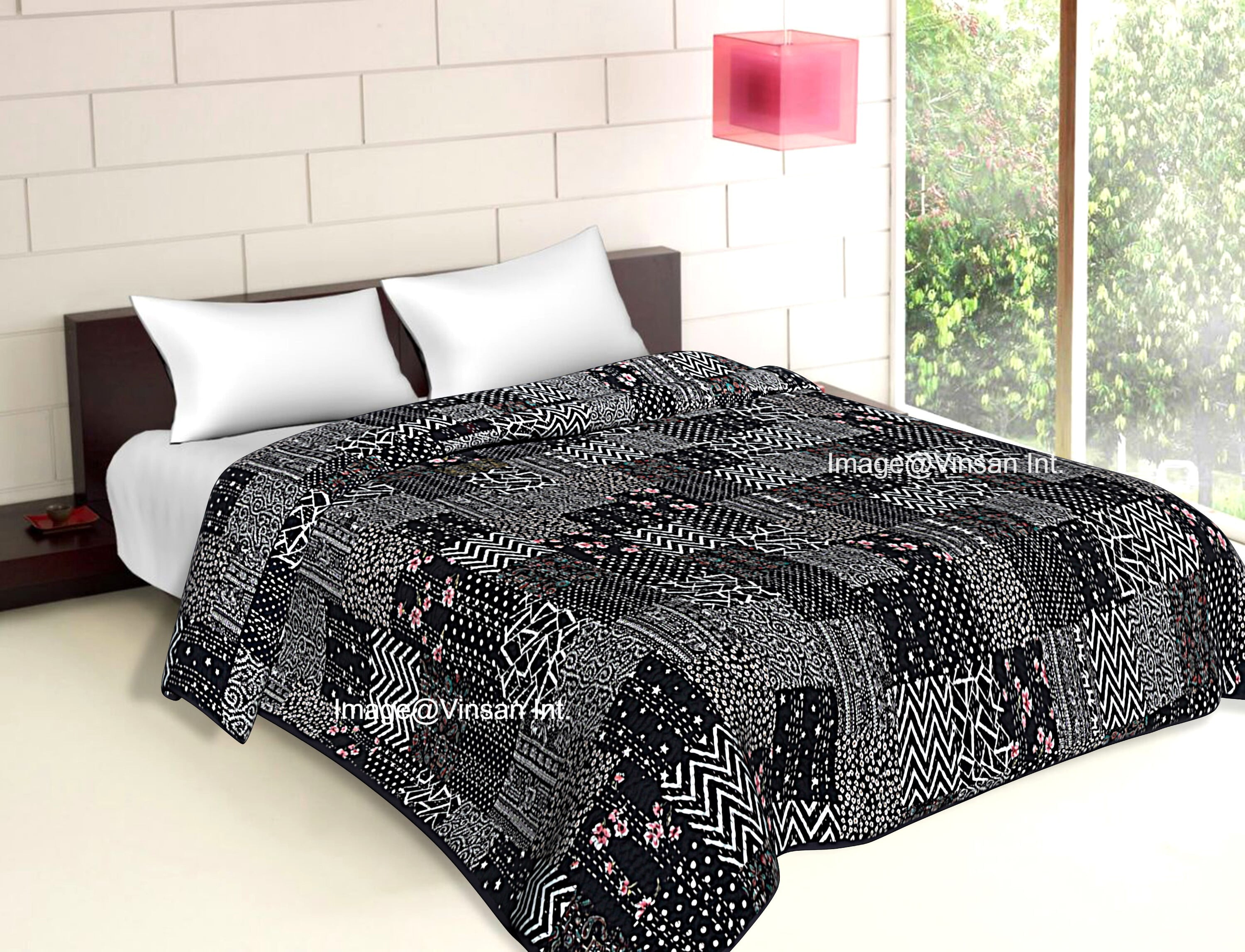 Vinsan Indian Handmade Silk Patchwork Kantha Bedspread Quilts ...