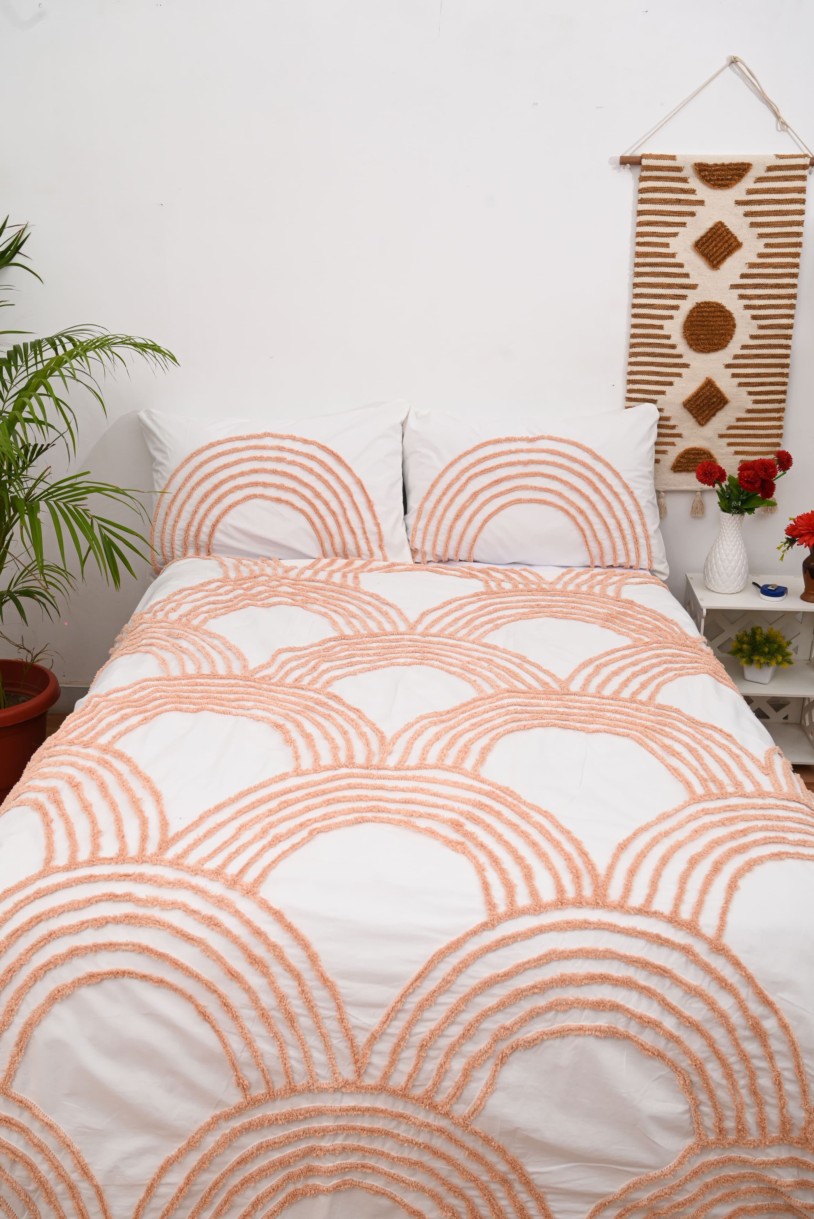 Vinsan International Cotton Duvet Cover Set, Queen Size 90" x 90", Off ...