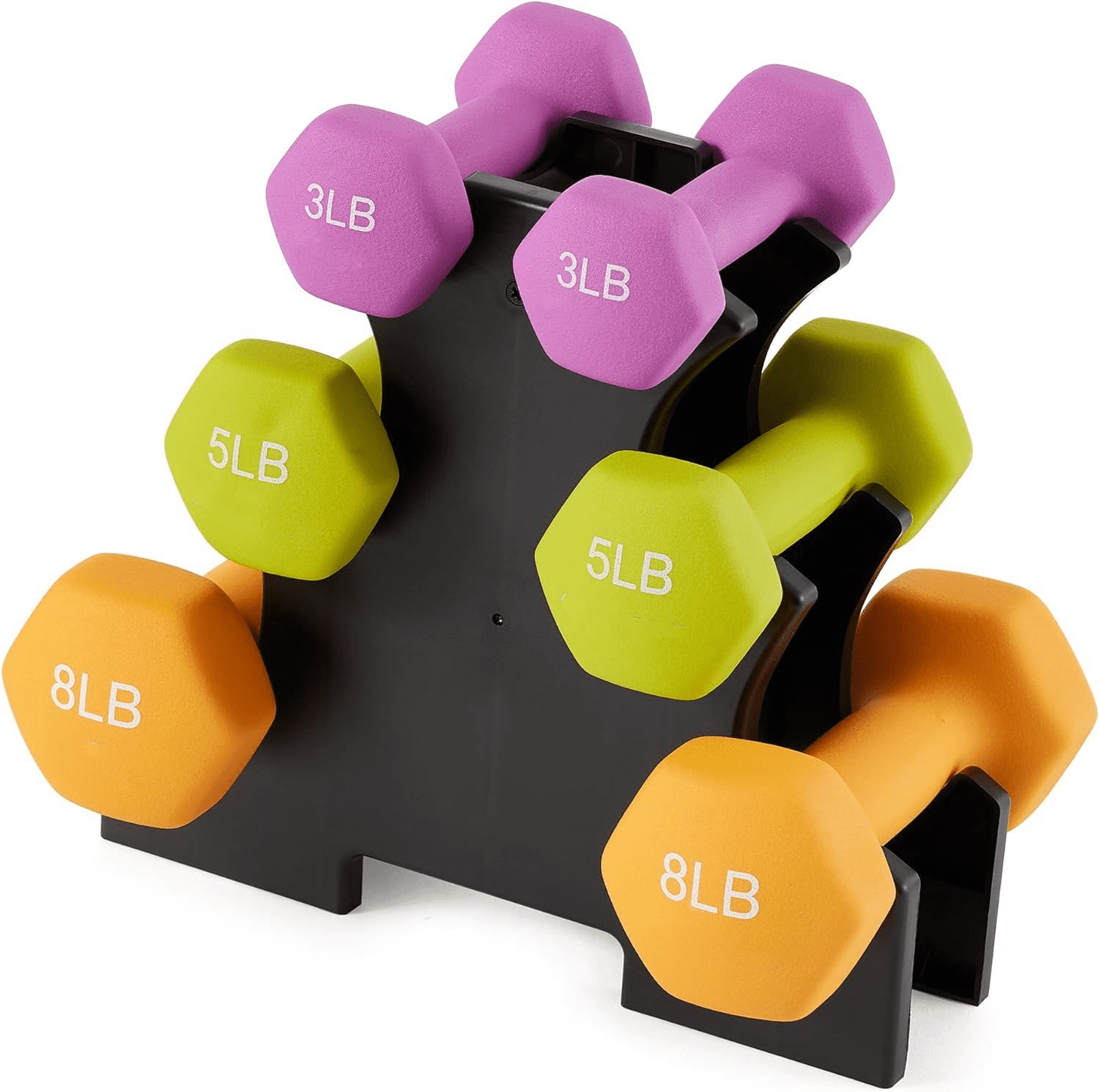 Vinsco 2, 3, 5, 8, and 10 Pound Neoprene Dumbbell Free Hand Weight Set ...