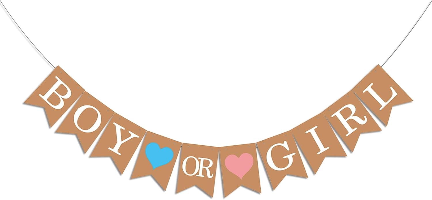 Vinsco Boy or Girl Banner – He or She Baby Gender Sign for Party ...