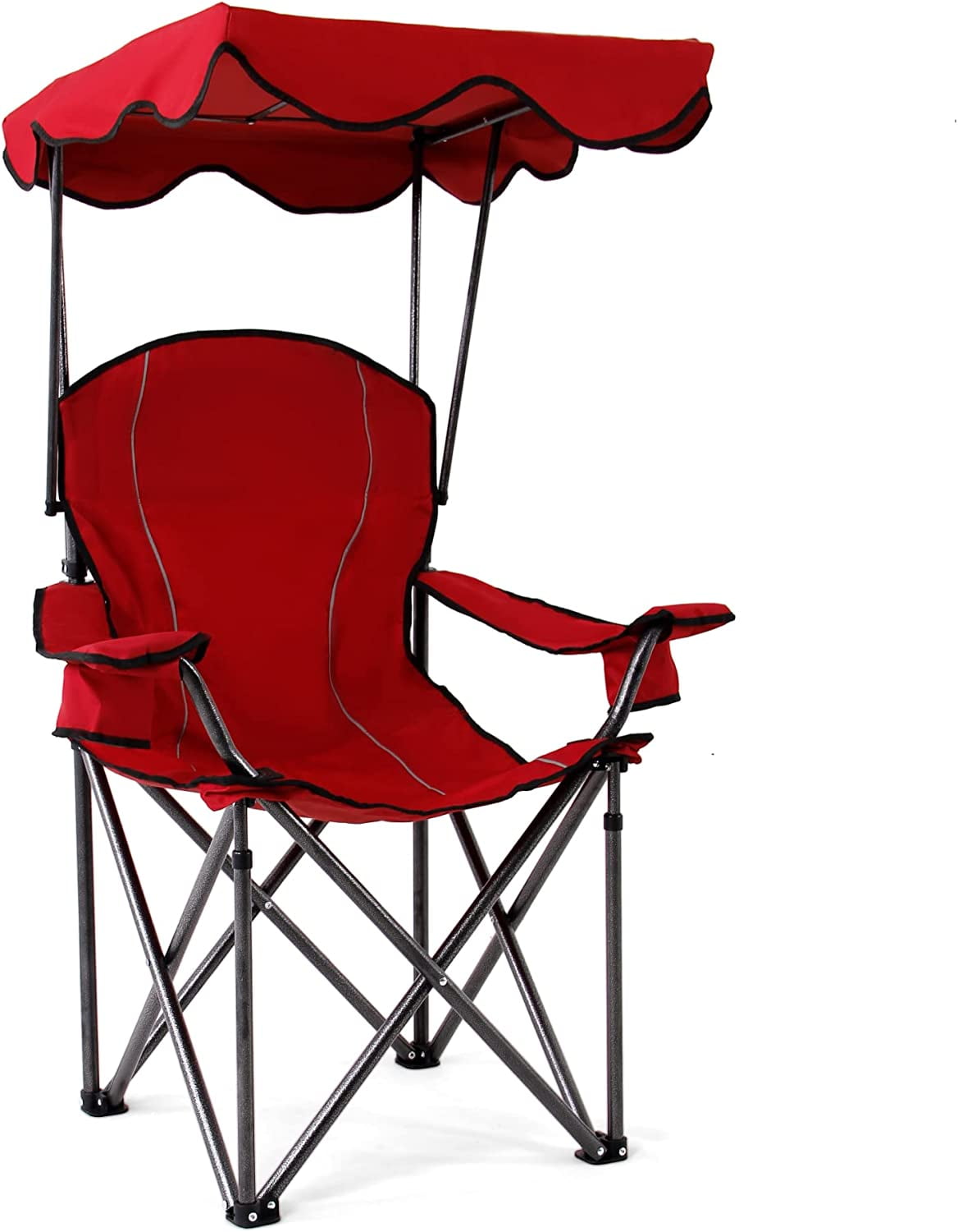 Vinsco Camp Chair with Shade Canopy Folding Camping Recliner Chair with ...