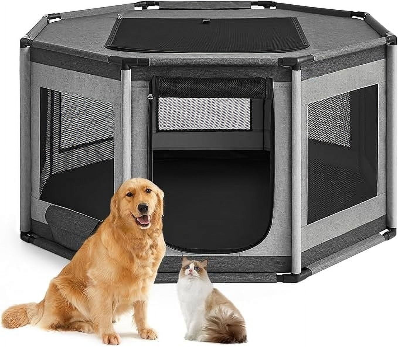 Vinsco Dog Playpen, Oxford Fabric Dog Fence, Octagon Dog Crate, L, 44.1 ...
