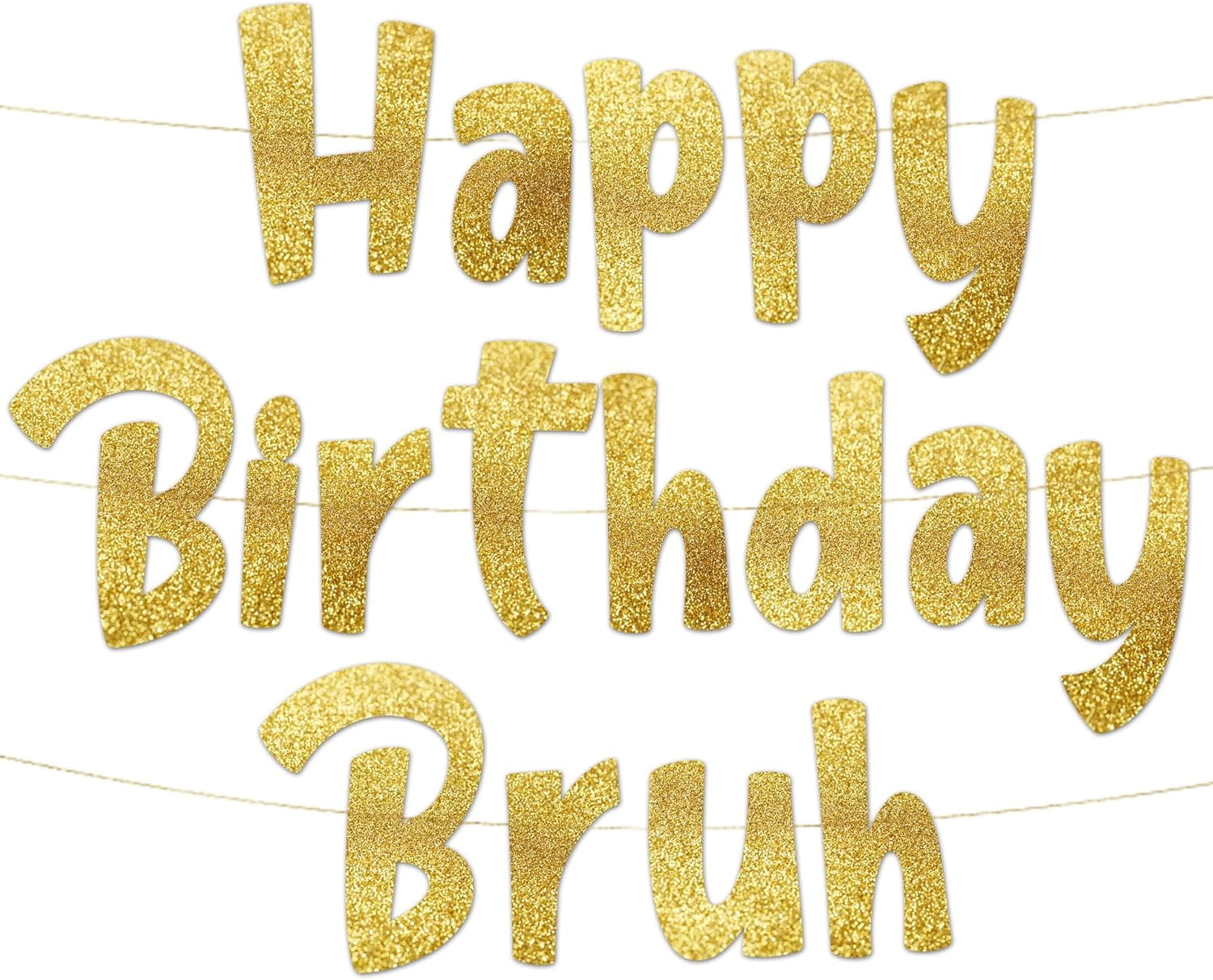 Vinsco Happy Birthday Bruh Gold Glitter Banner - Gen Z Slag - Funny ...