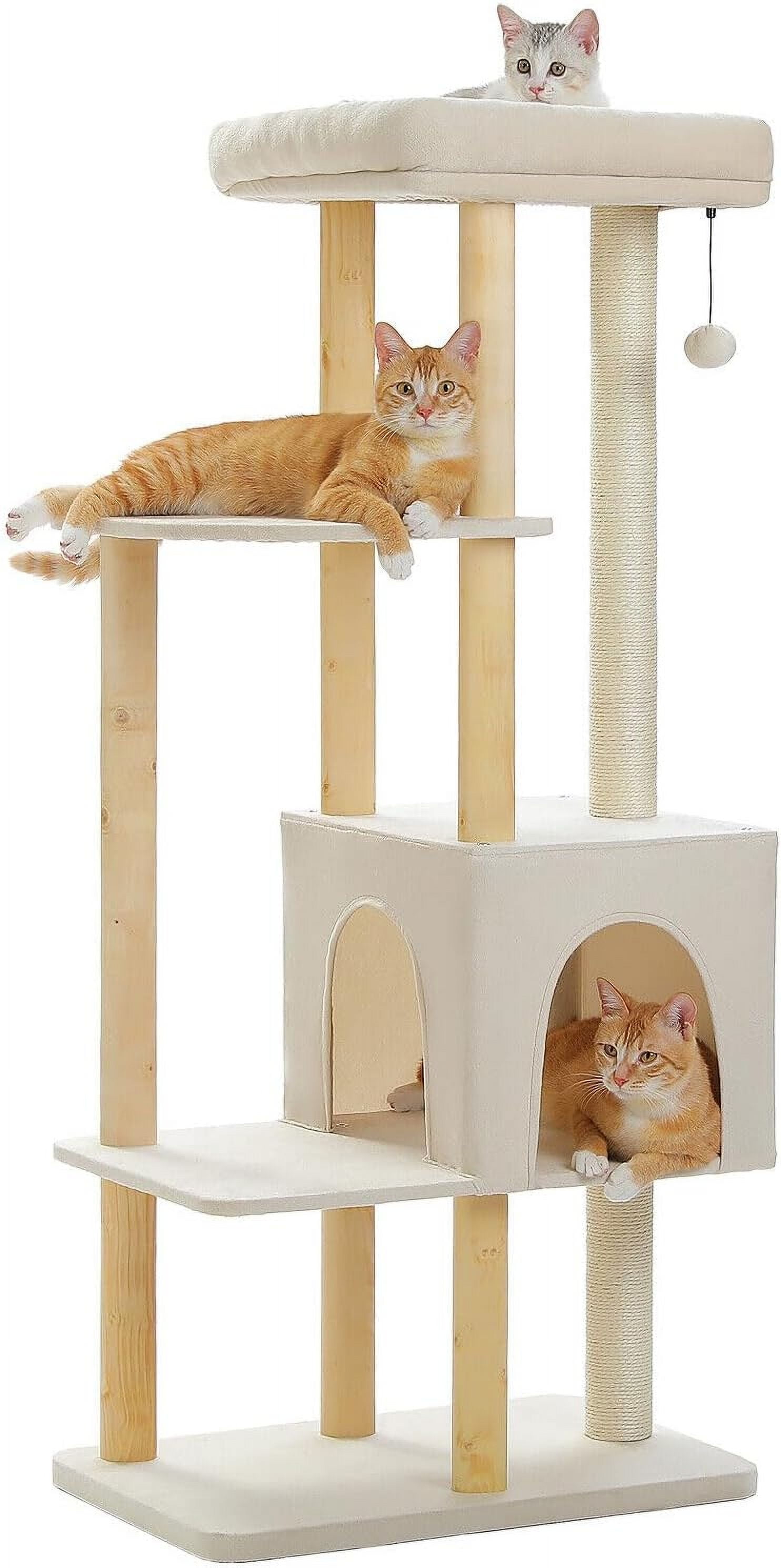 Vinsco Large Cat Tree, 53 Inches Modern Wooden Cat Tower for Indoor ...
