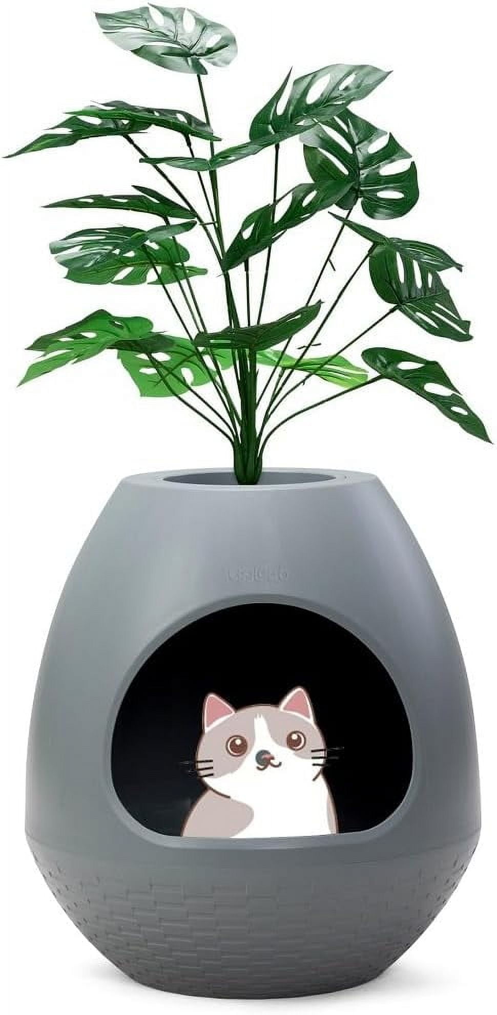 Vinsco Plant Litter Box, Hidden Cat Litter Box with Artificial Plants ...