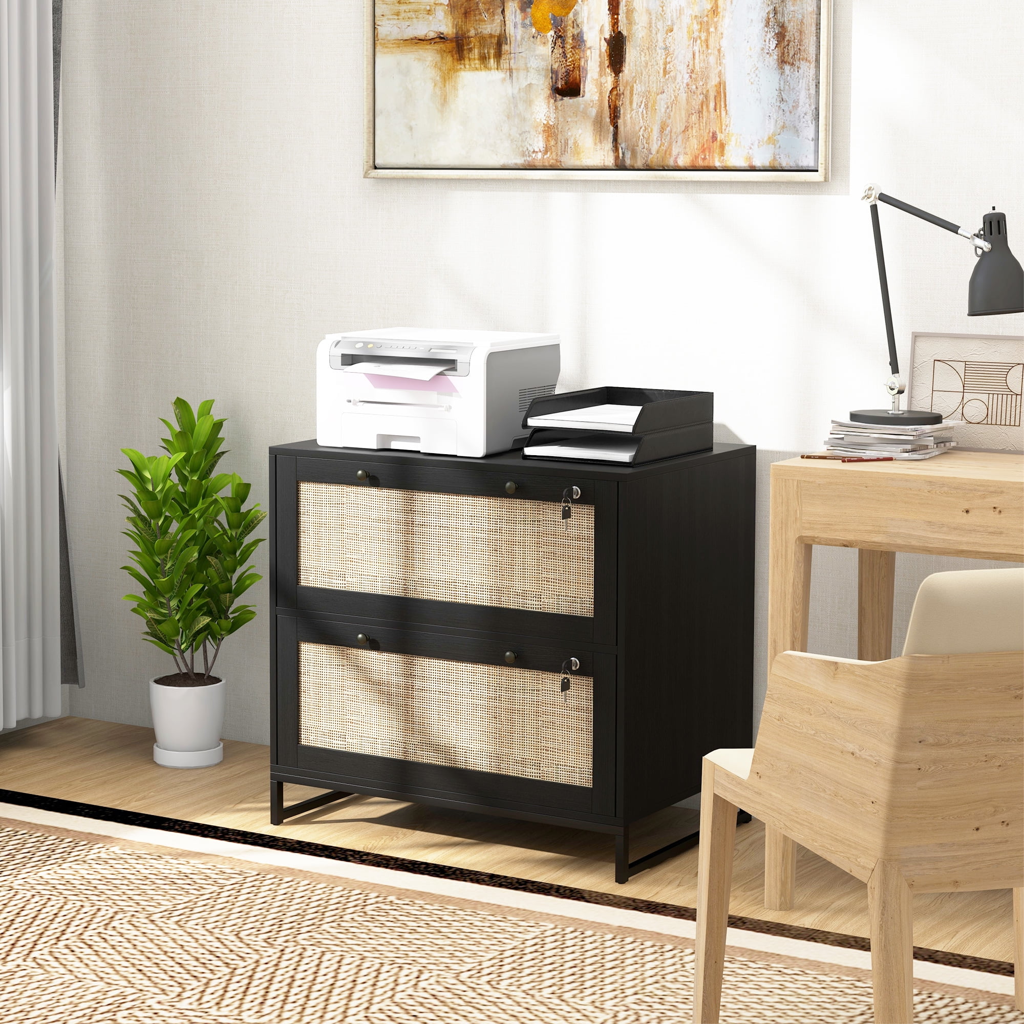 Vinsetto 2 Drawer File Cabinet with Lock, Vertical Filing Cabinet with ...