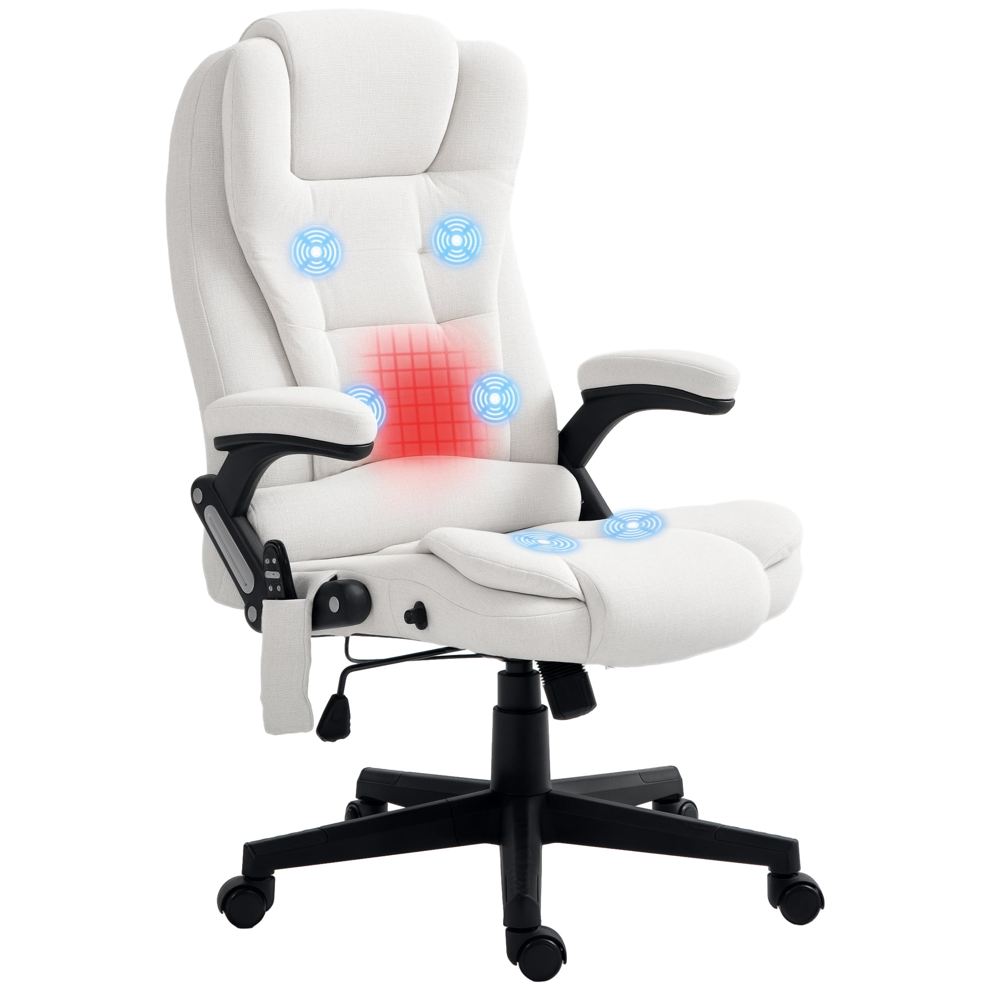 HOMCOM Executive Full Back Work Desk Massager Office Chair with 6 Point ...
