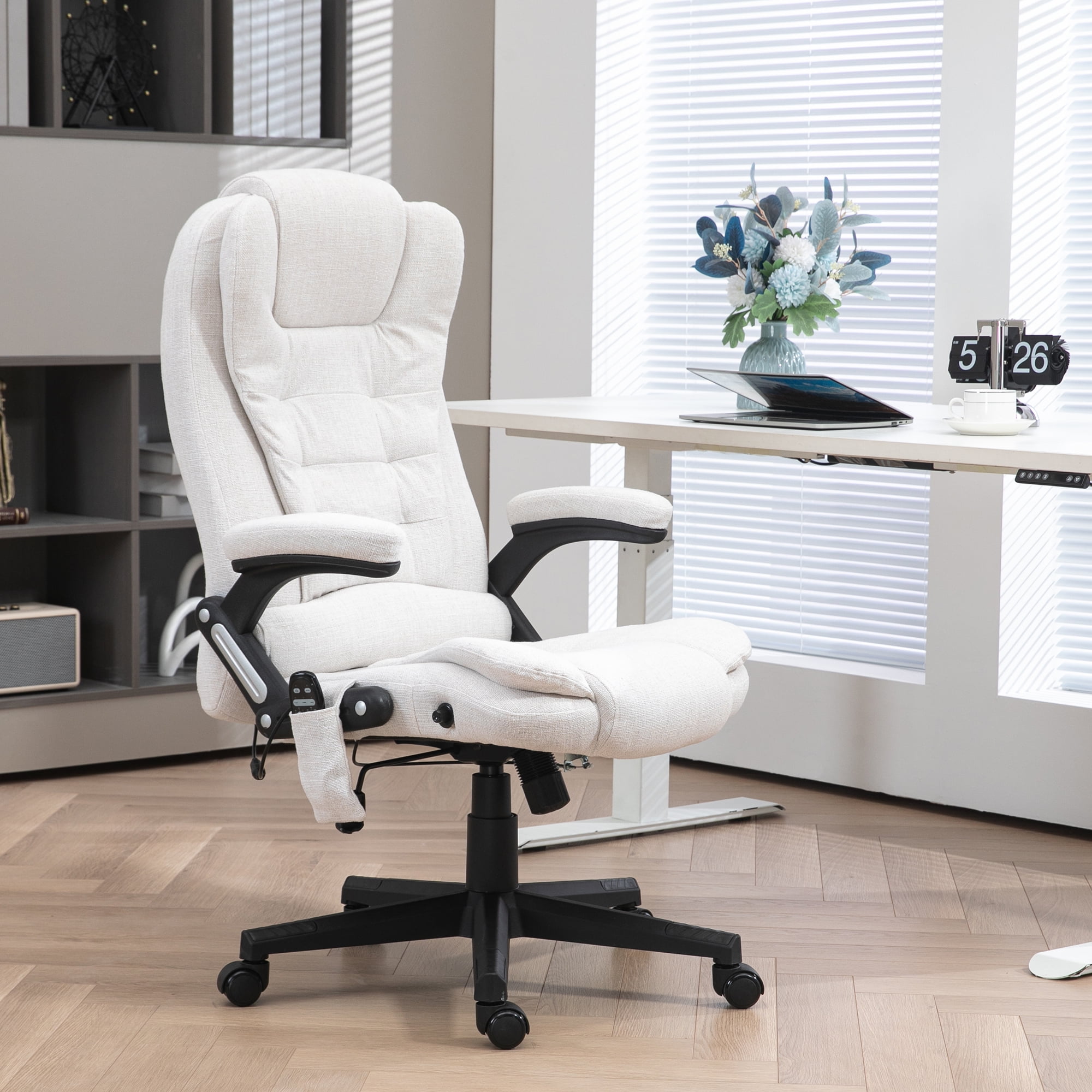 HOMCOM Executive Full Back Work Desk Massager Office Chair with 6 Point ...
