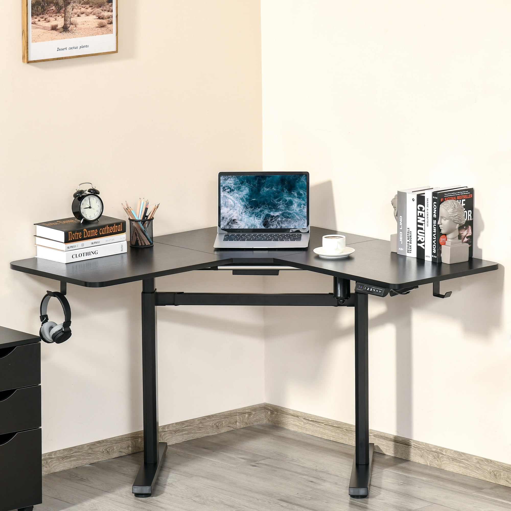 Vinsetto 65.75" Adjustable Height Standing Desk, V-Shaped Computer Desk ...