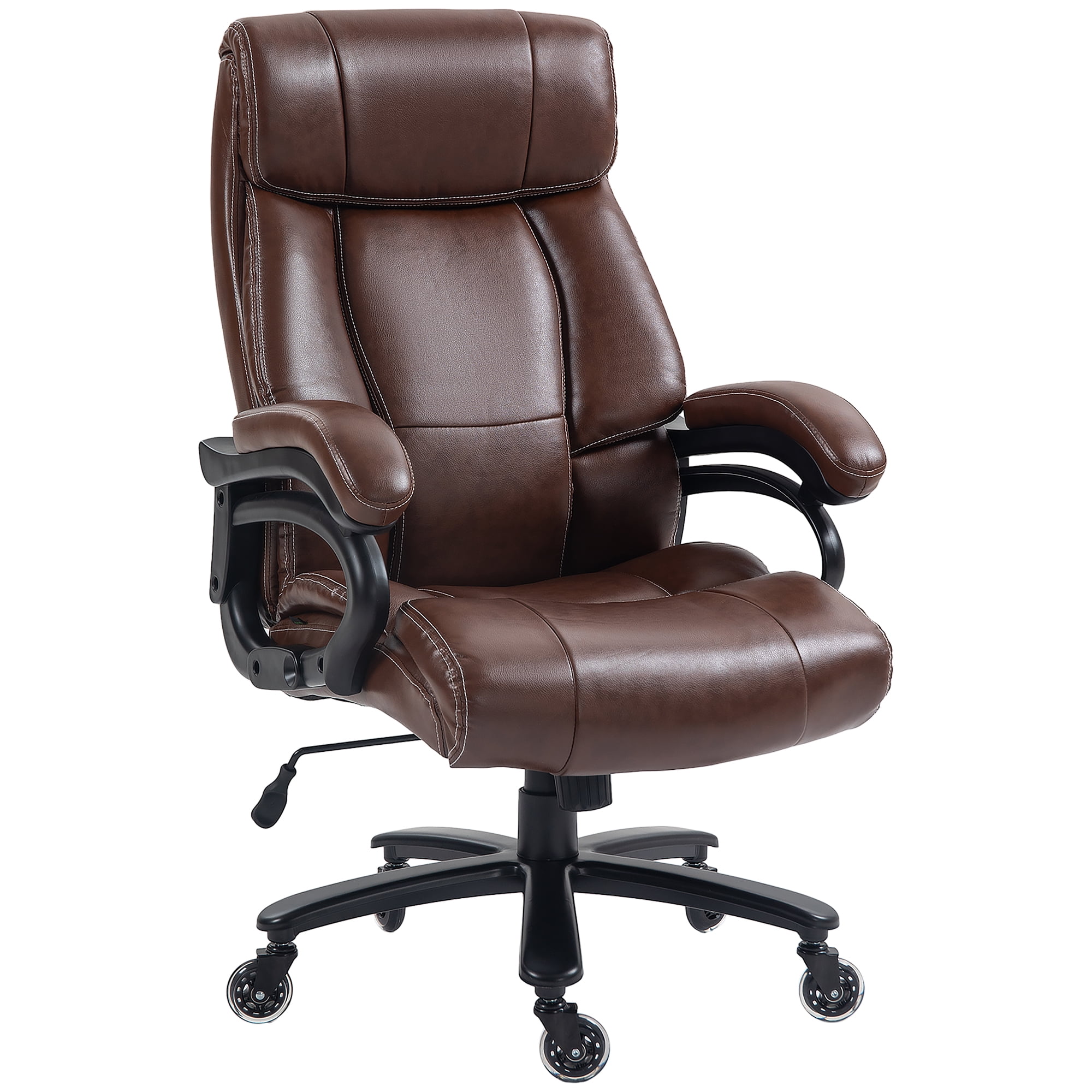 Vinsetto Big and Tall Office Chair, PU Leather Desk Chair 400lb, Brown ...