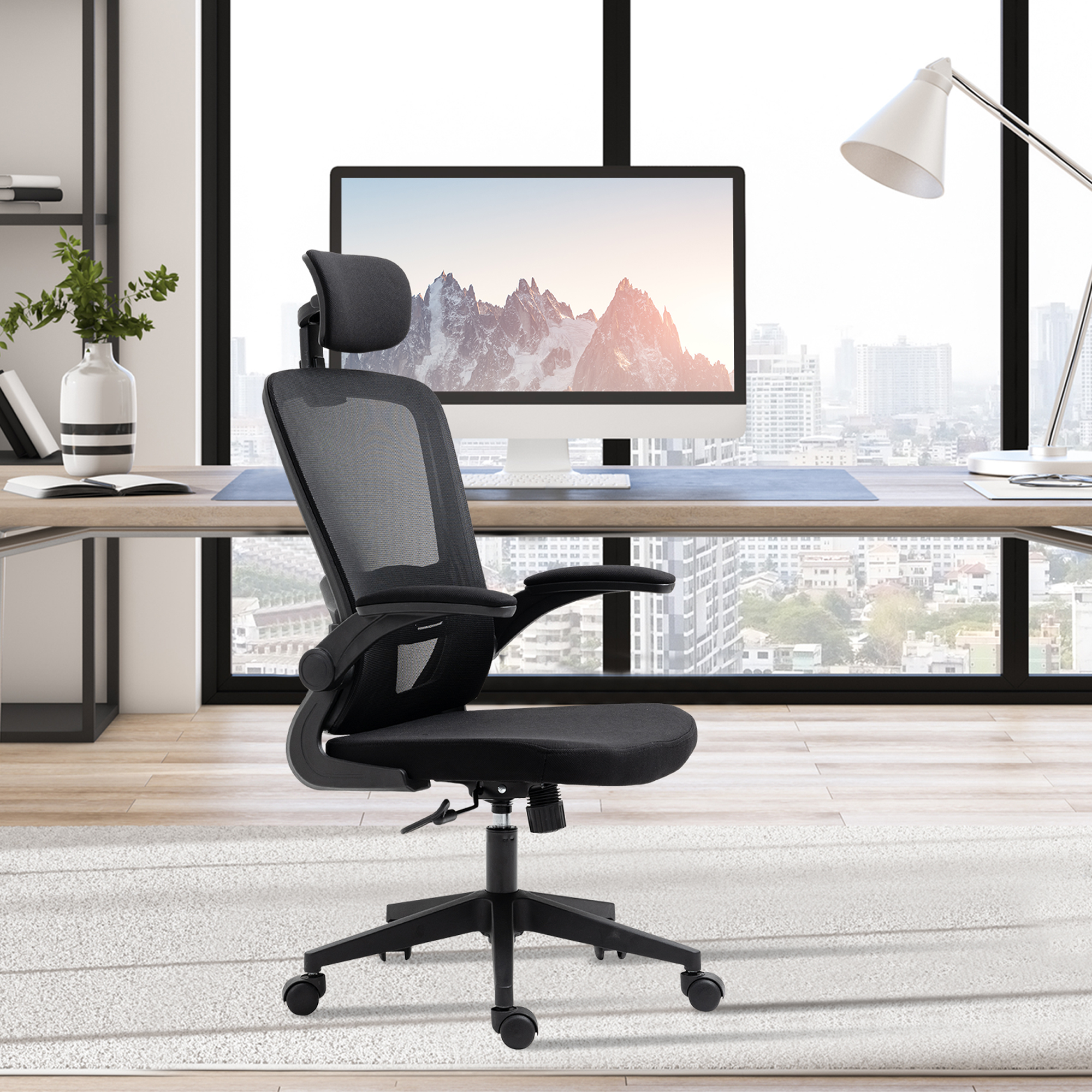 Vinsetto Ergonomic High Back Mesh Office Chair with Adjustable Armrest ...