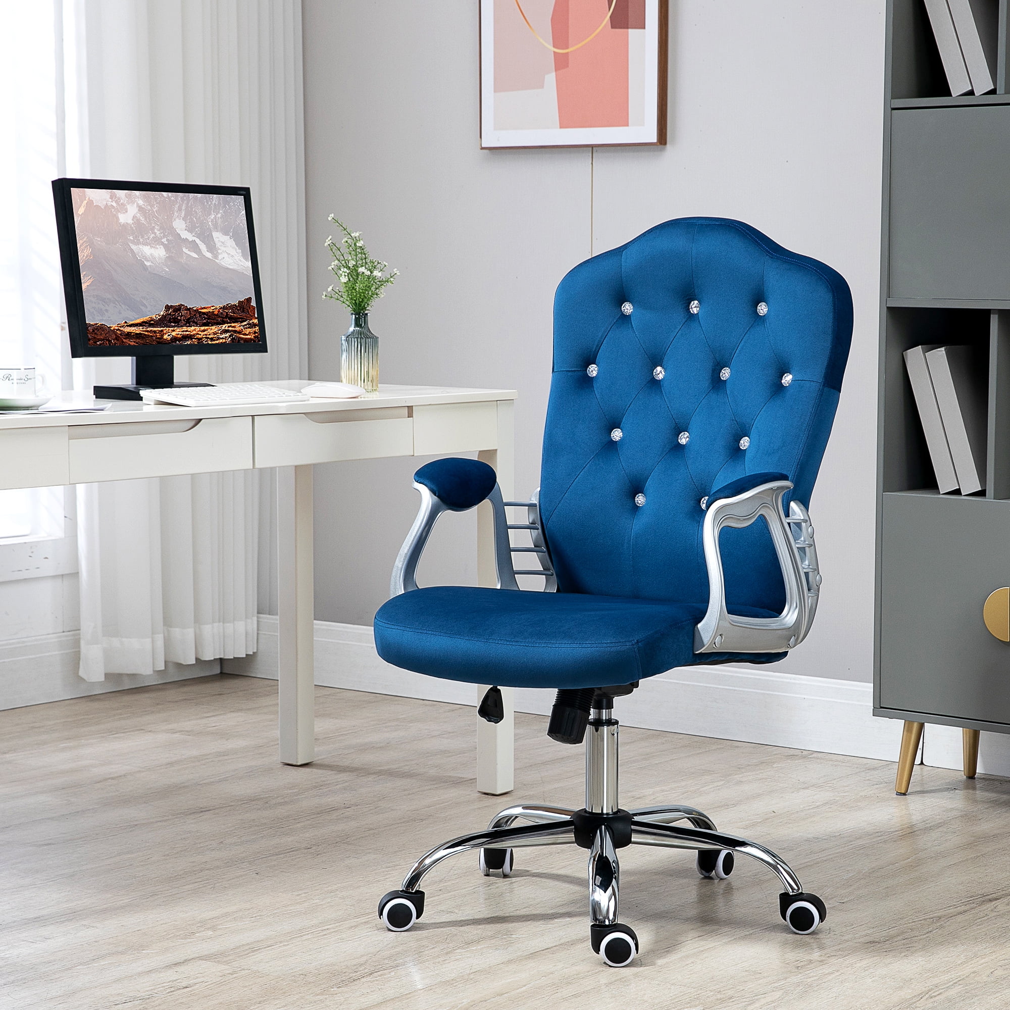 Vinsetto Ergonomic Office Chair, Adjustable Height & Tilt, Blue ...