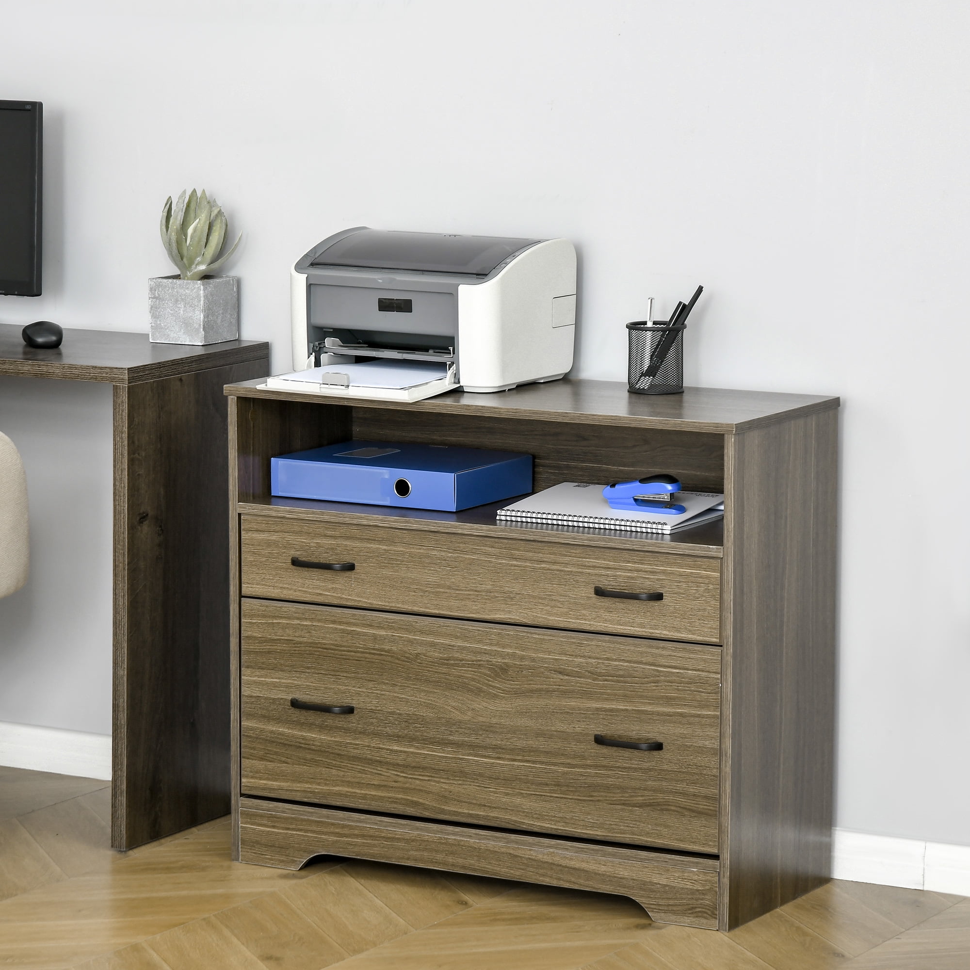 Vinsetto Lateral File Cabinet with Shelf, 2 Drawer Filing Cabinet for ...