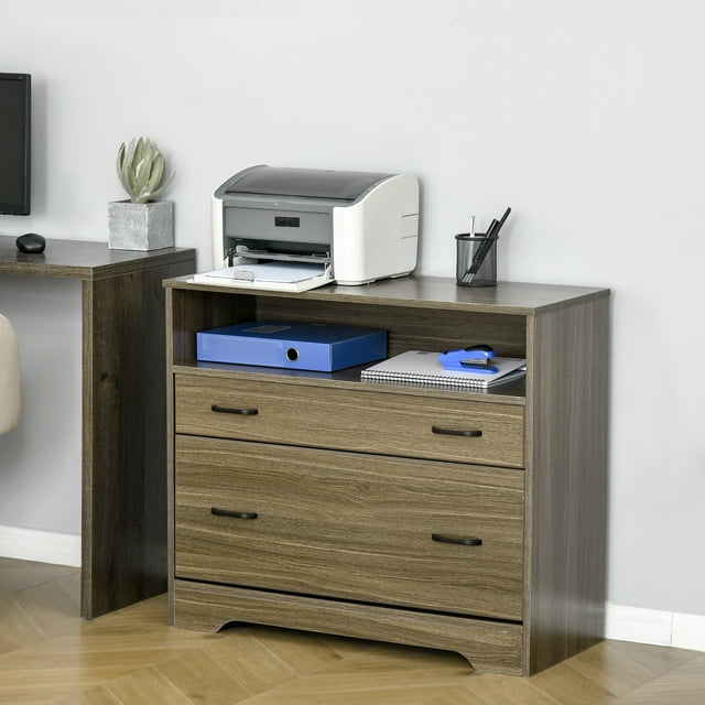 Vinsetto Lateral File Cabinet with Shelf, 2 Drawer Filing Cabinet for ...
